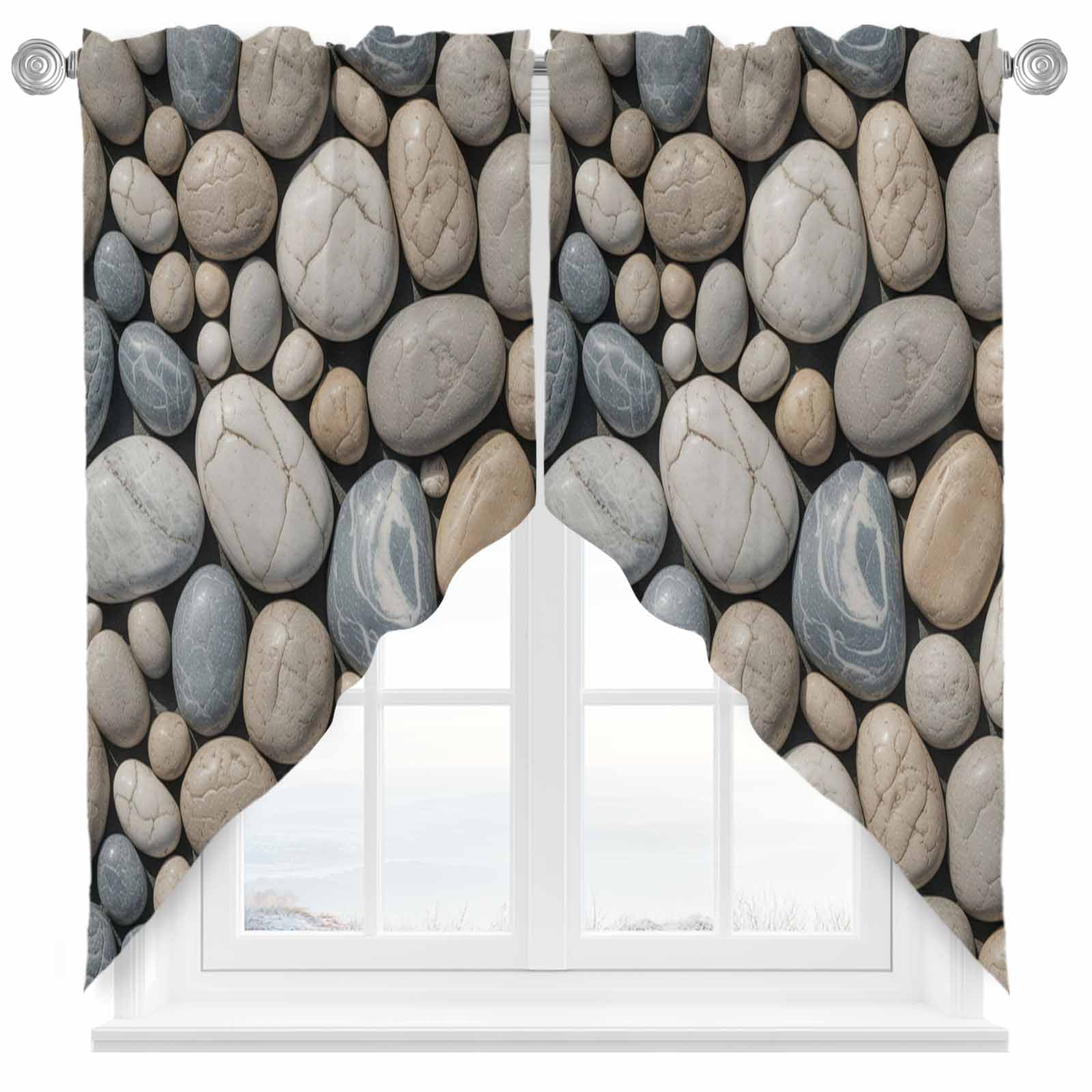Cobblestones Swag Kitchen Curtain Valances, Stone Textures Abstract Art ...