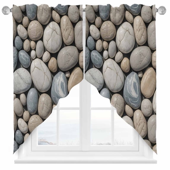 Cobblestones Swag Kitchen Curtain Valances, Stone Textures Abstract Art ...