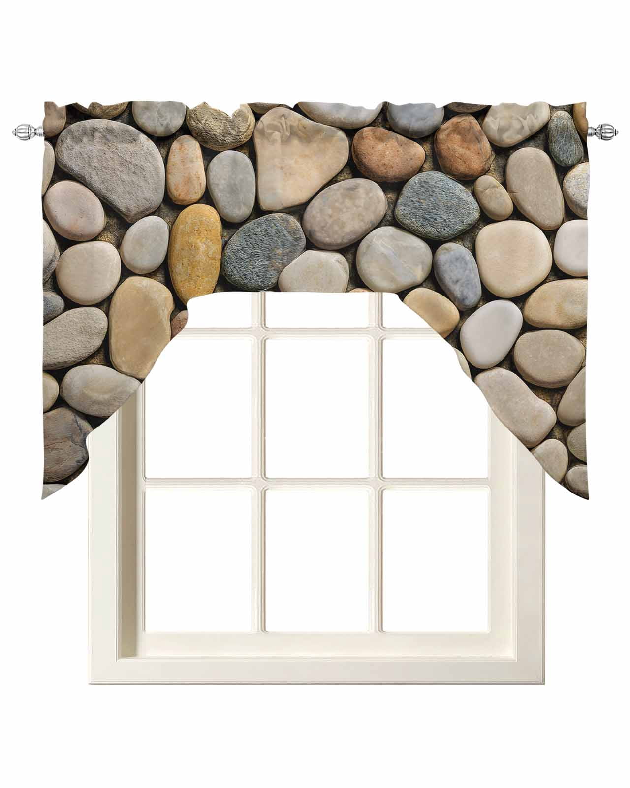 Cobblestones Swag Valances for Windows, Small Curtains Drapes, Gravel ...