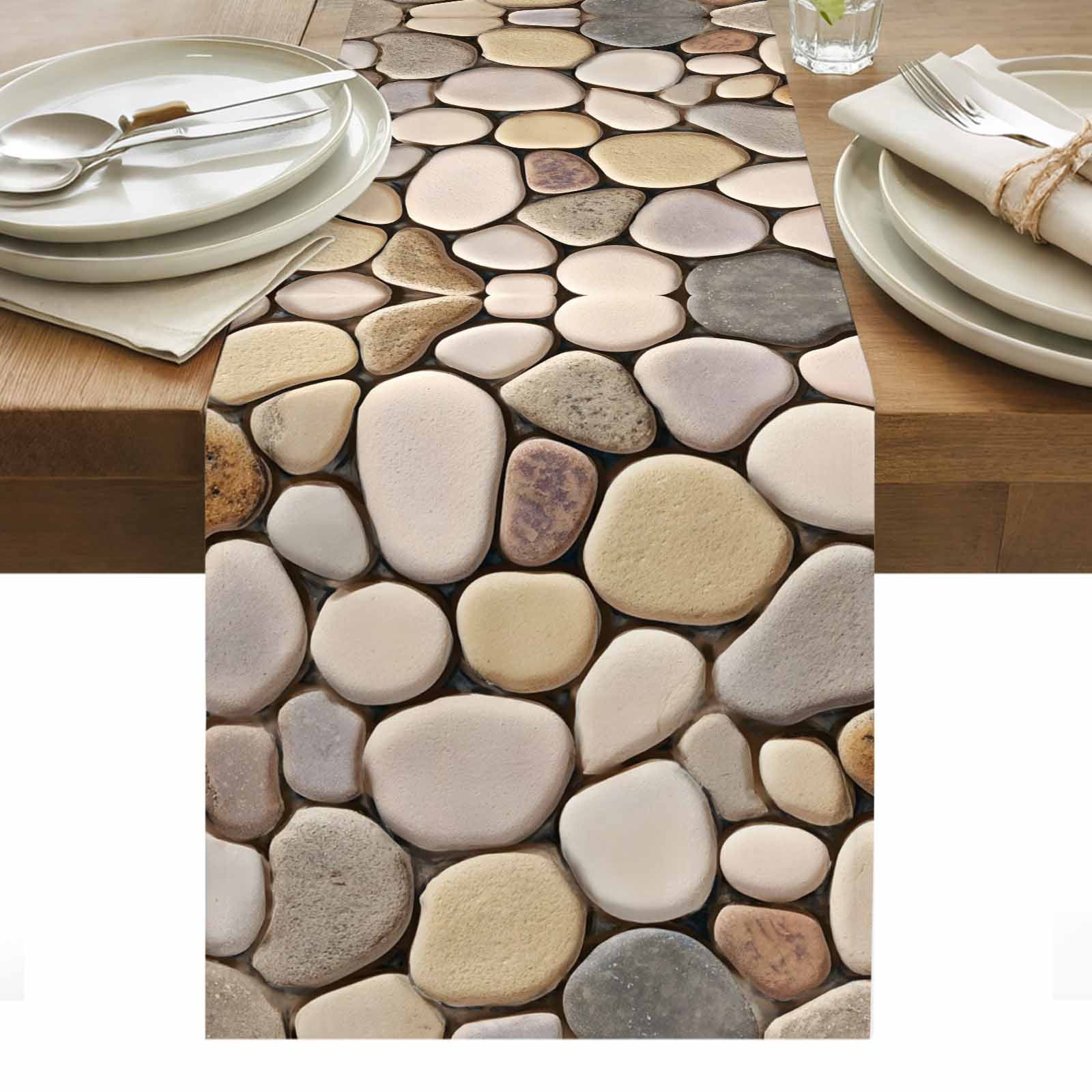Cobblestones Table Runner - 48 Inch Long, Kitchen Dining Table Runner ...