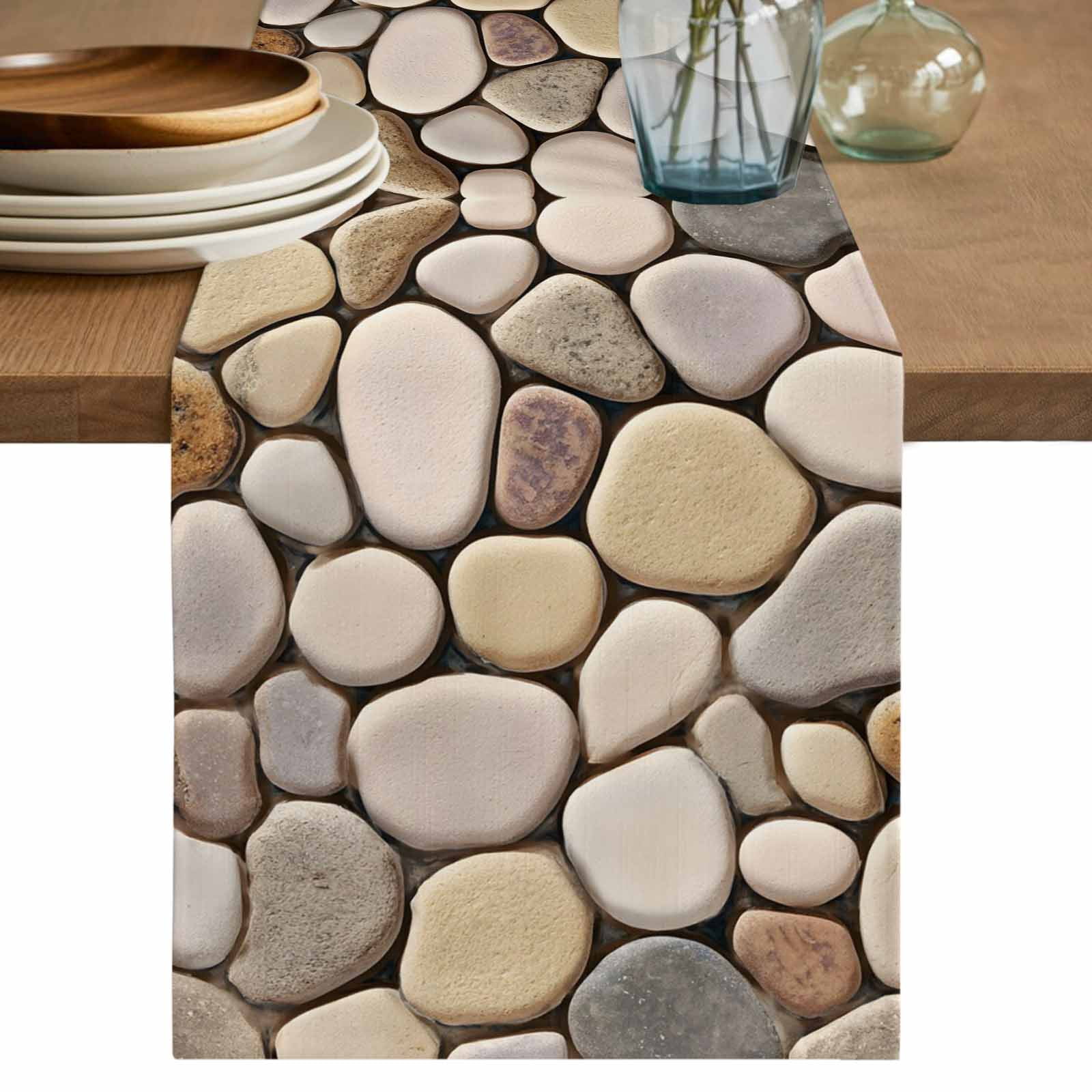 Cobblestones Table Runner 72 Inches, Natural Stones Gravel Rock ...
