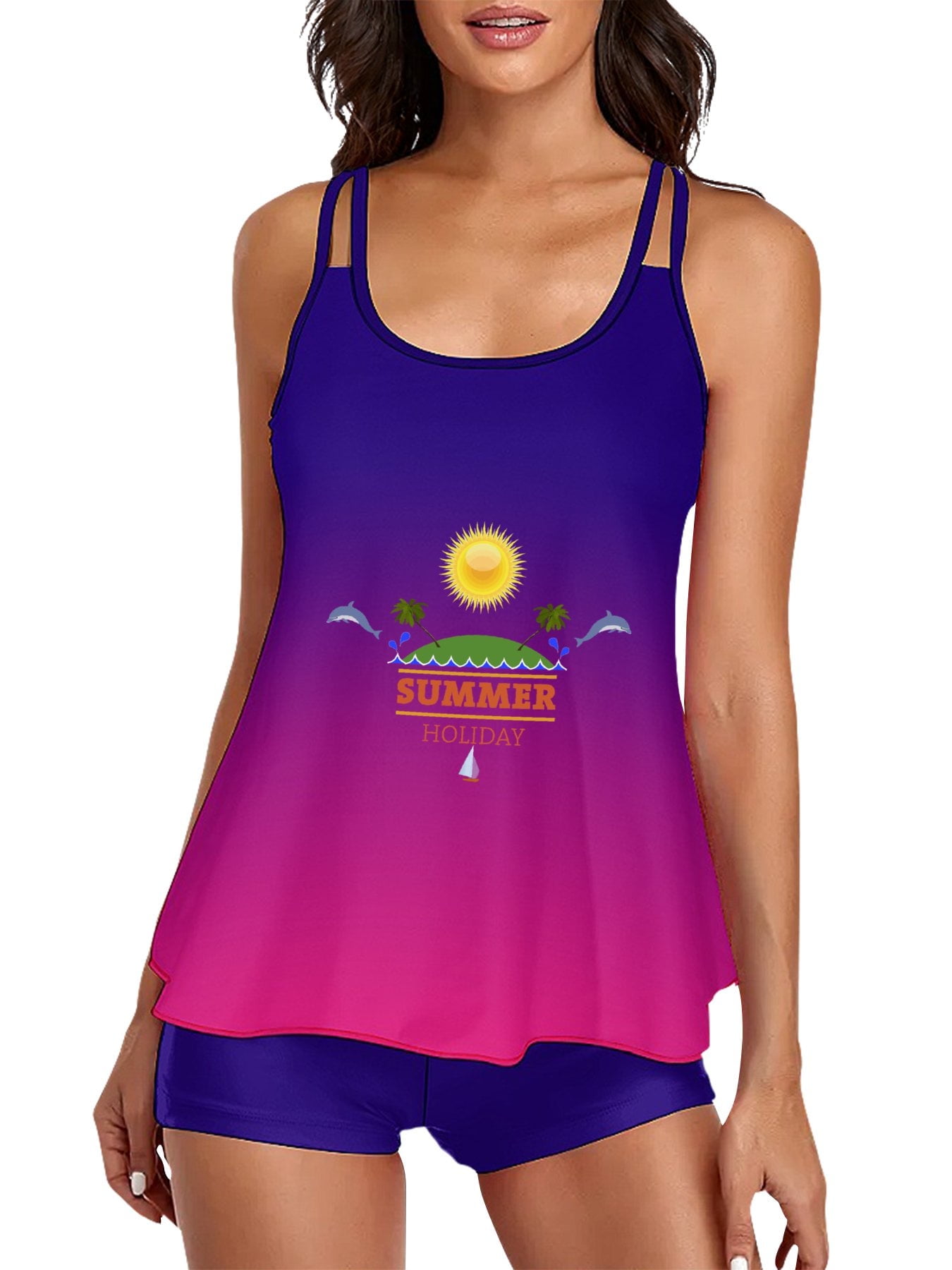 Cobear Womens 2025 Tankini Swimsuits Tummy Control Tropical Palm Trees ...