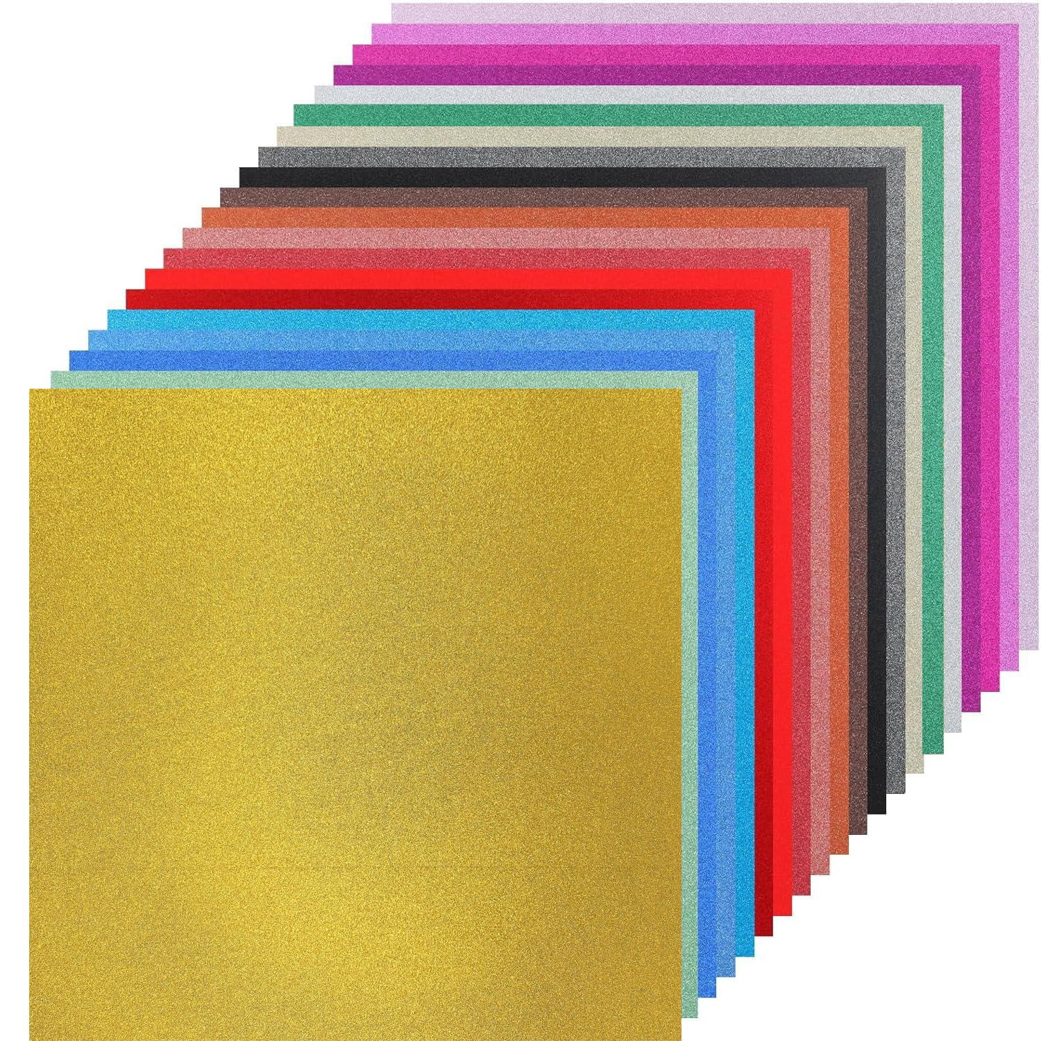 Cobenga 100 Pcs Glitter TSF6 Cardstock, 12x12" Colored Cardstock Bundle ...
