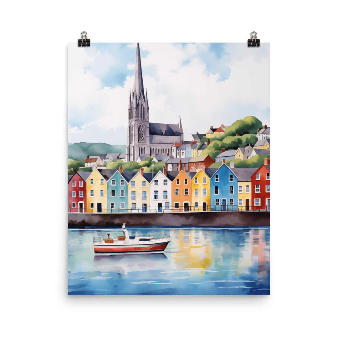 Cobh Ireland Print, Colorful Coastal Cityscape Wall Art, Irish Travel ...
