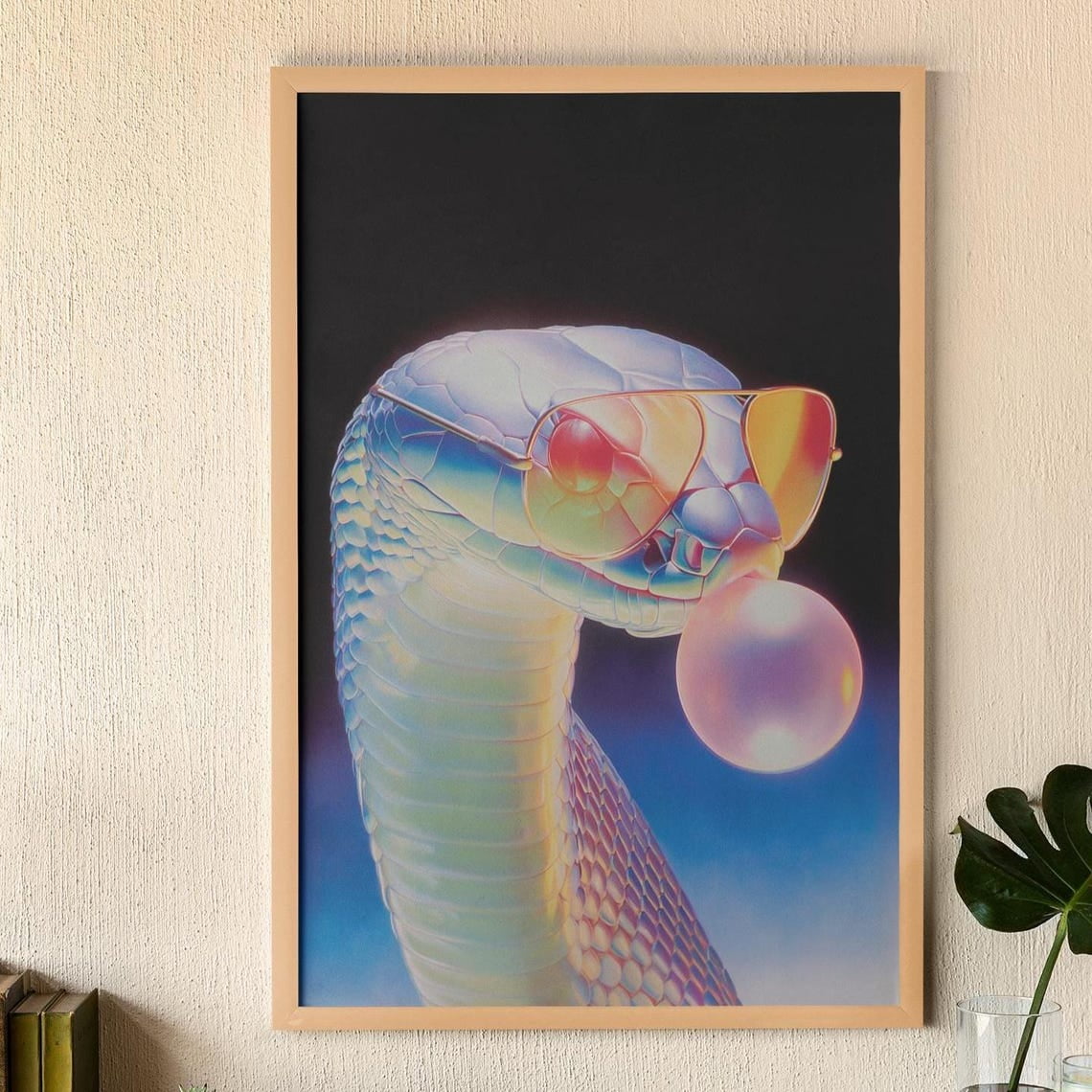 Cobra Bubblegum Poster - Neon Snake Wall Art For Cool Spacesn - Reptile ...