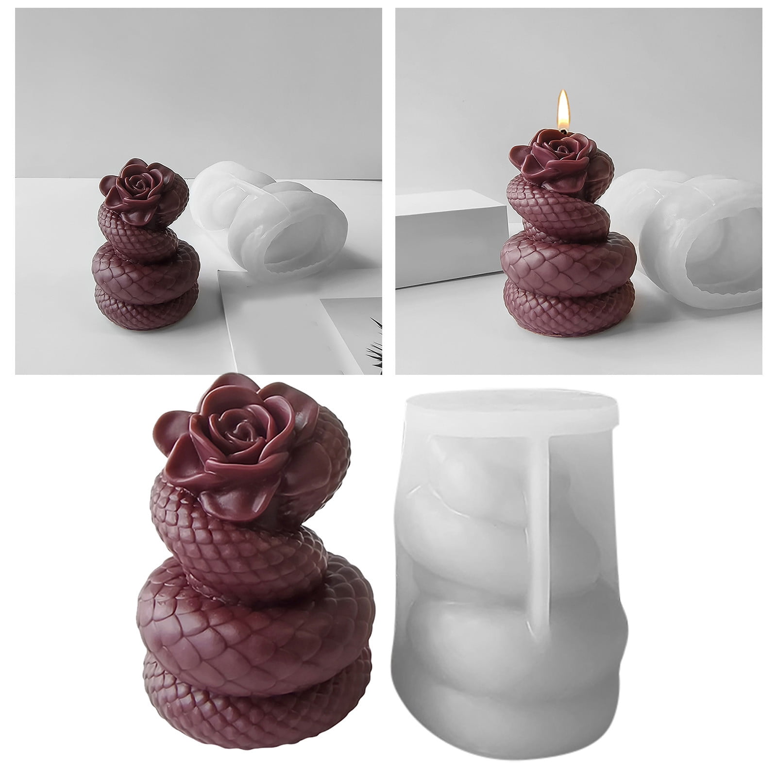 Cobra Candle Mold Snake Rose Candle Mold Clay Mold Jewelry Resin ...