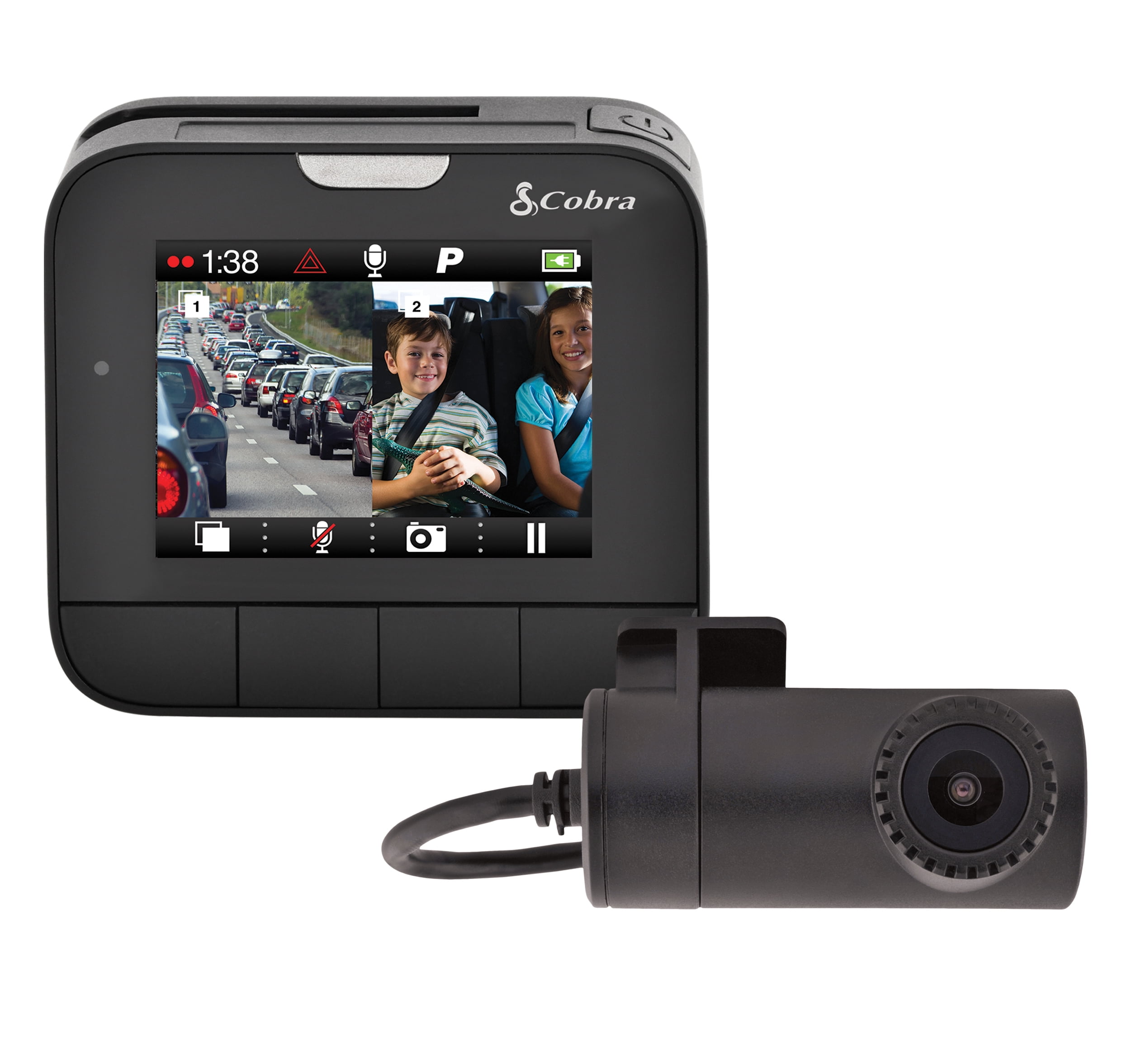 Cobra DASH 2216D Dual-View Dash Camera | 1296P Resolution | Front and ...