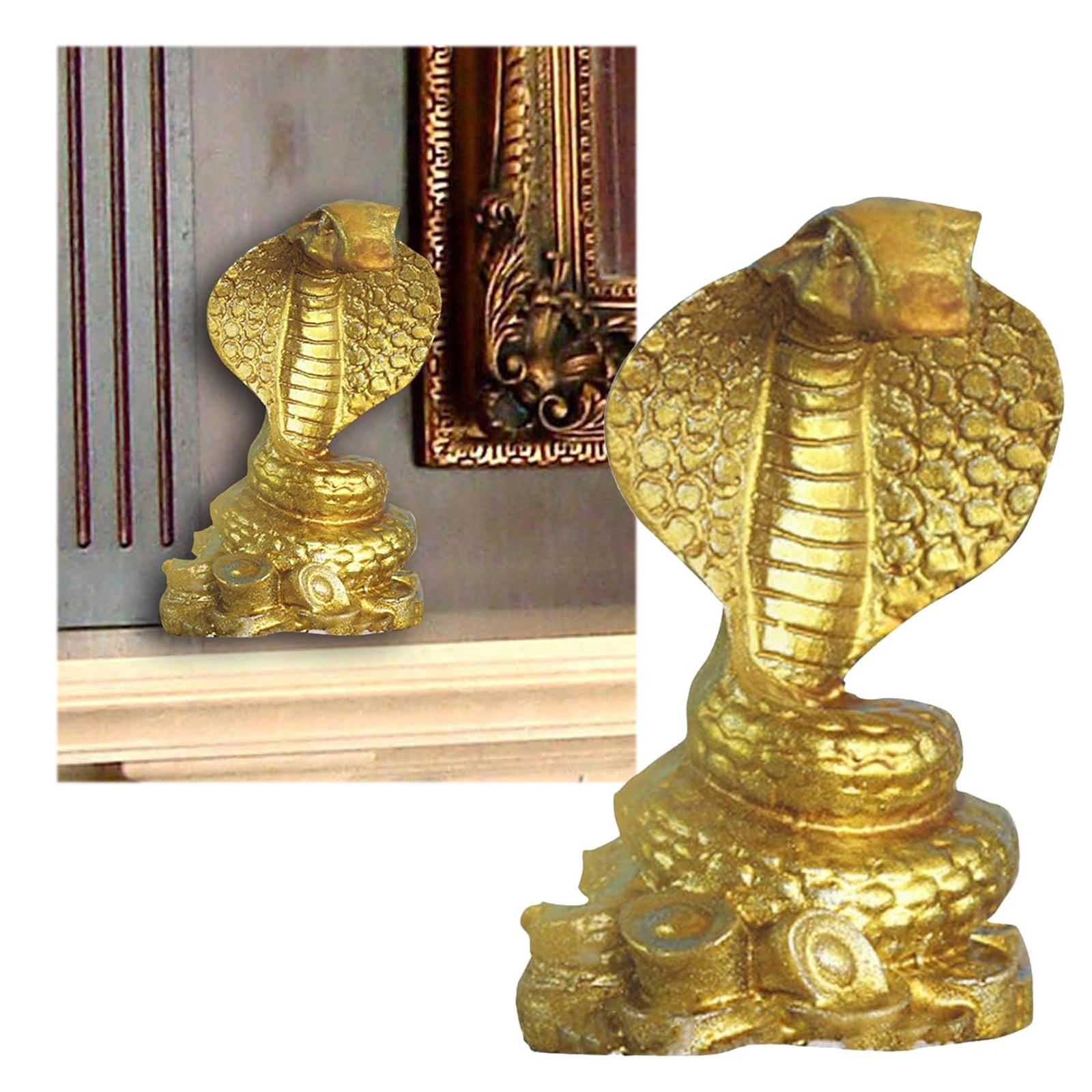 Cobra Figurine, Chinese Zodiac Ingots Snake Statue, Resin Sculpture ...