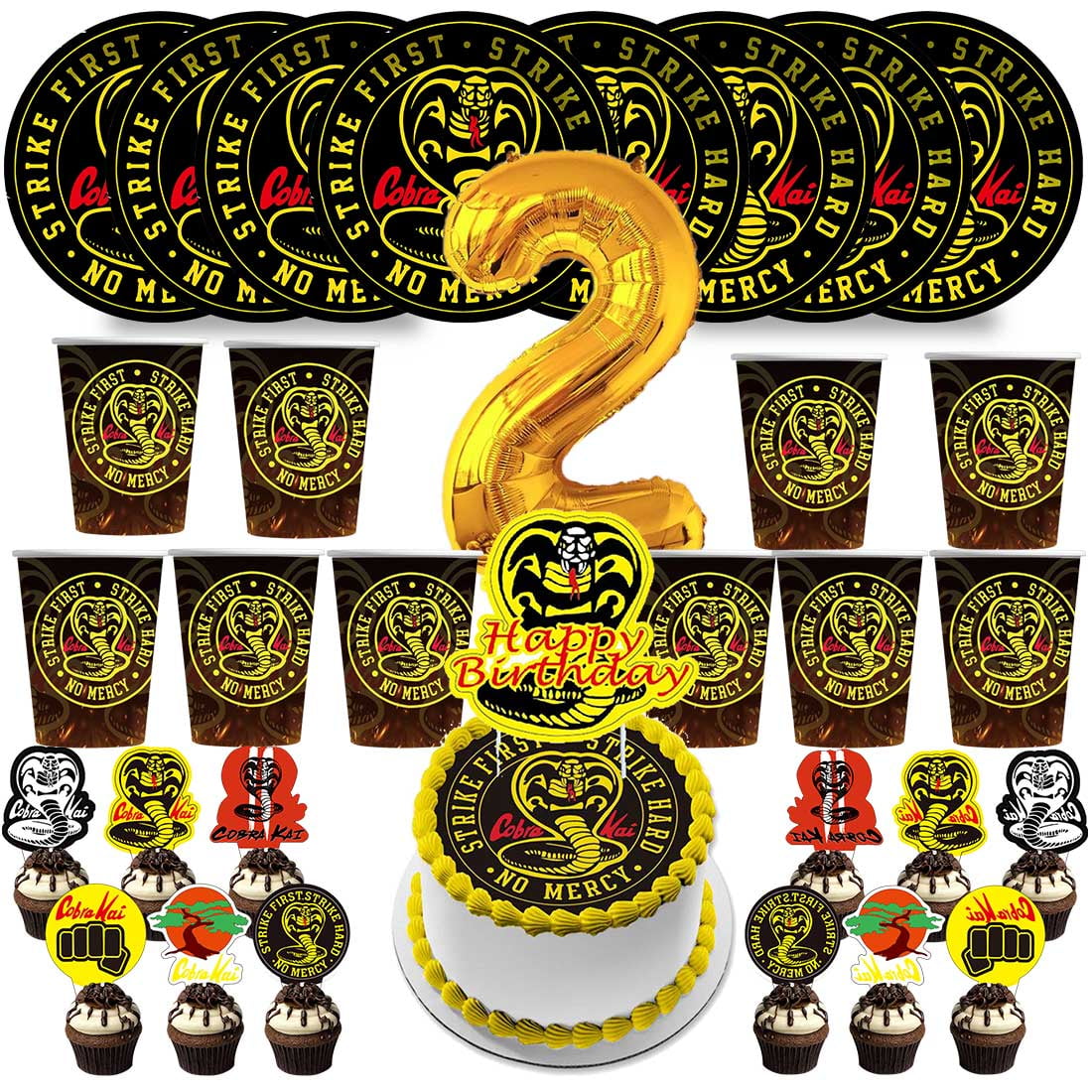 Cobra Kai Birthday 2nd Cups Party Supplies Plates Fans Decorations Cake ...