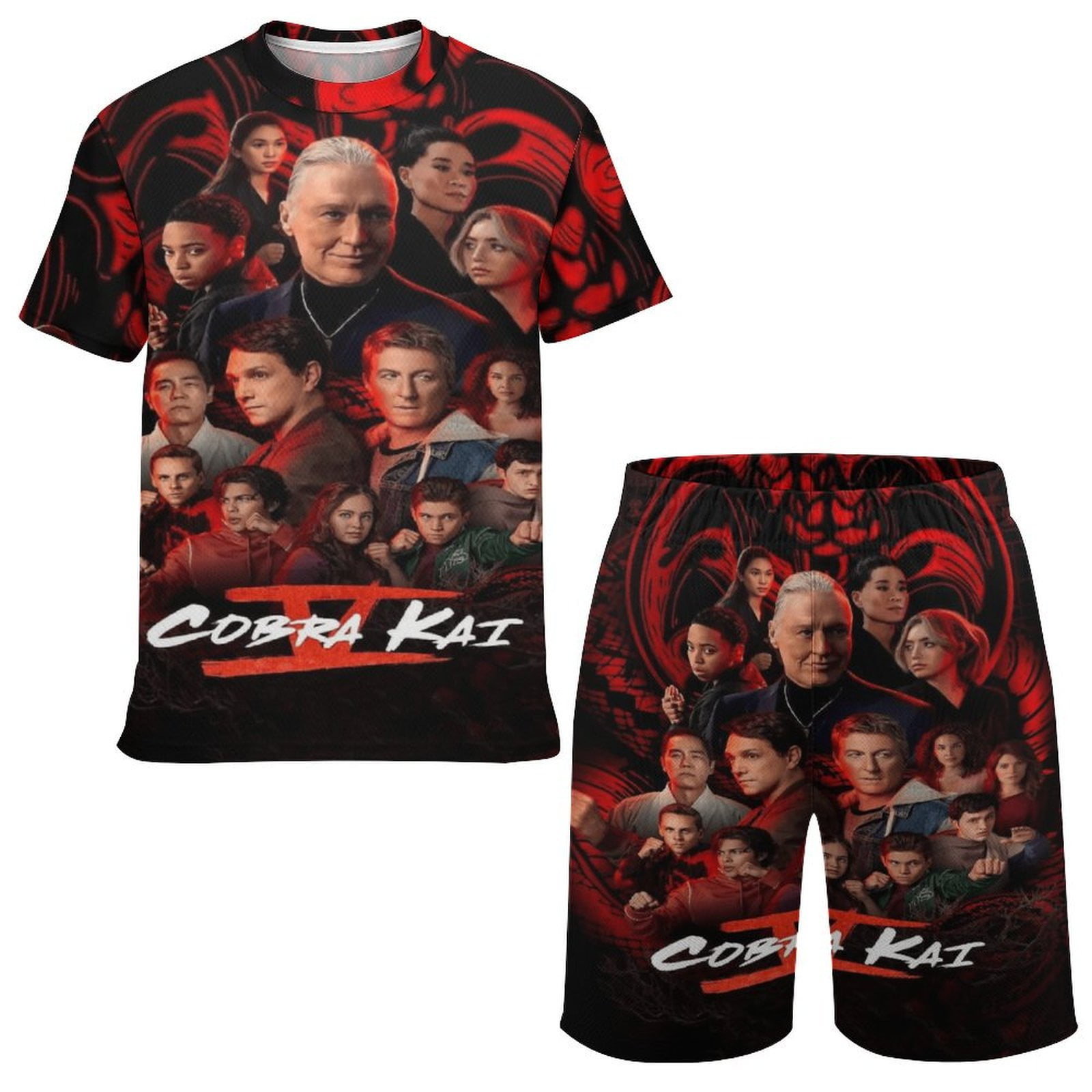Cobra Kai Boys Girls Short Sleeve Mesh T-Shirt And Shorts Outfit Set ...
