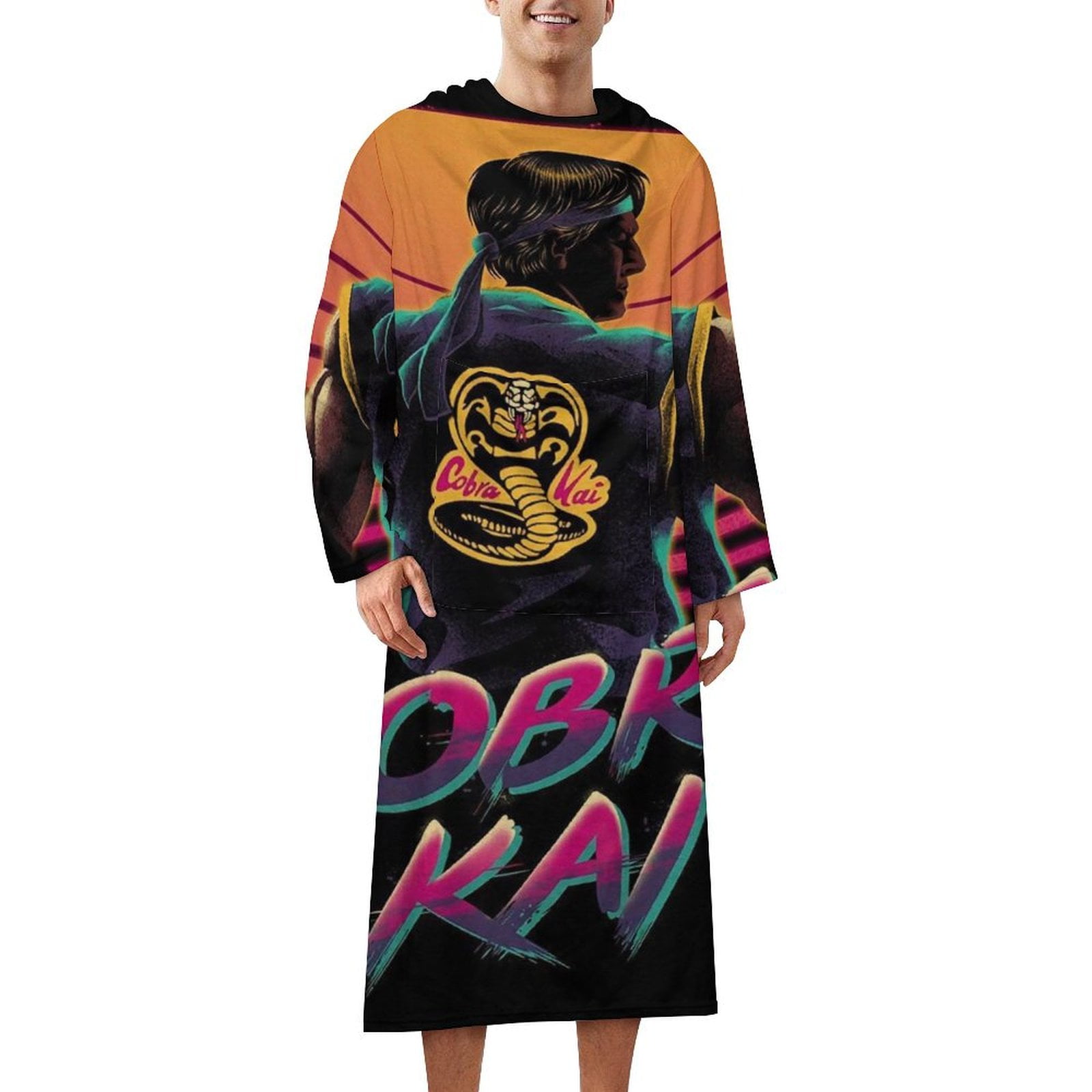 Cobra Kai Covered Robe Wearable Blanket Sleeved Wrap Pocket Soft Comfy ...