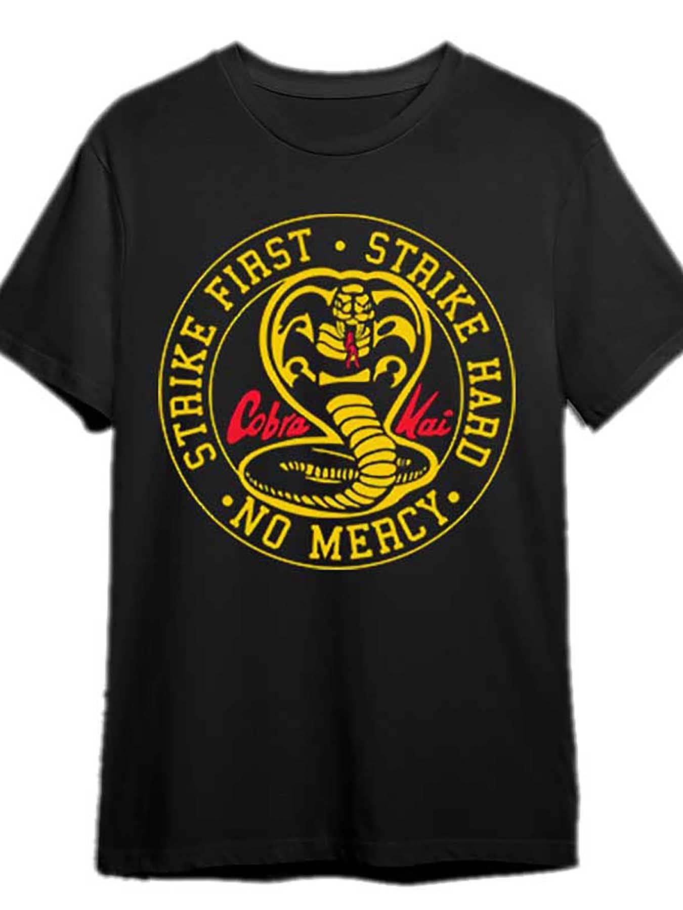 Cobra Kai Dojo Men's Strike First Strike Hard No Mercy Graphic T-Shirt ...