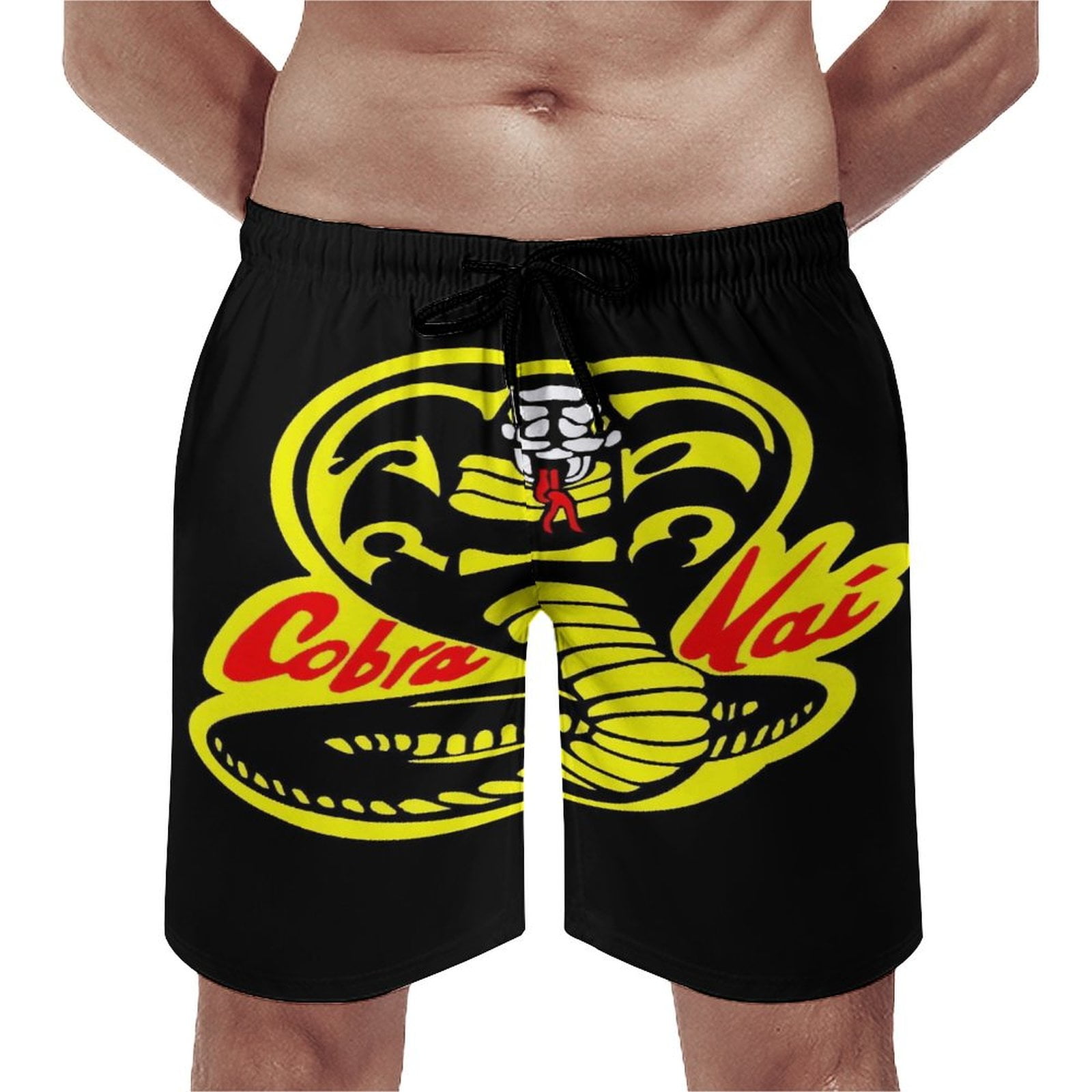 Cobra Kai Men's Beachwear Quick Dry 3D Printed Beach Board Shorts with Pockets Cool Mesh Lining ...