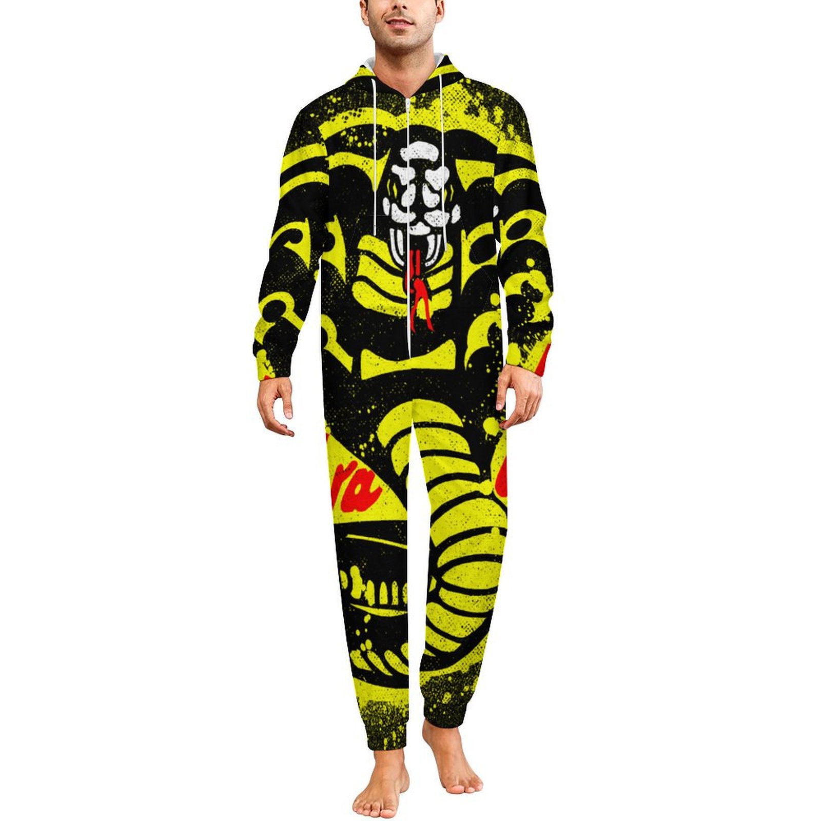 Cobra Kai Men's Hooded Jumpsuit Onesie Pajamas Cozy Zip Up One Piece Pajamas - Walmart.com