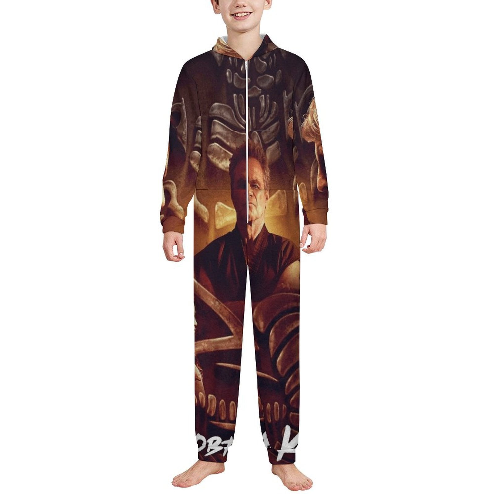 Cobra Kai Pajamas One Piece Hooded Union Suit Onesie PJs Sleepwear ...