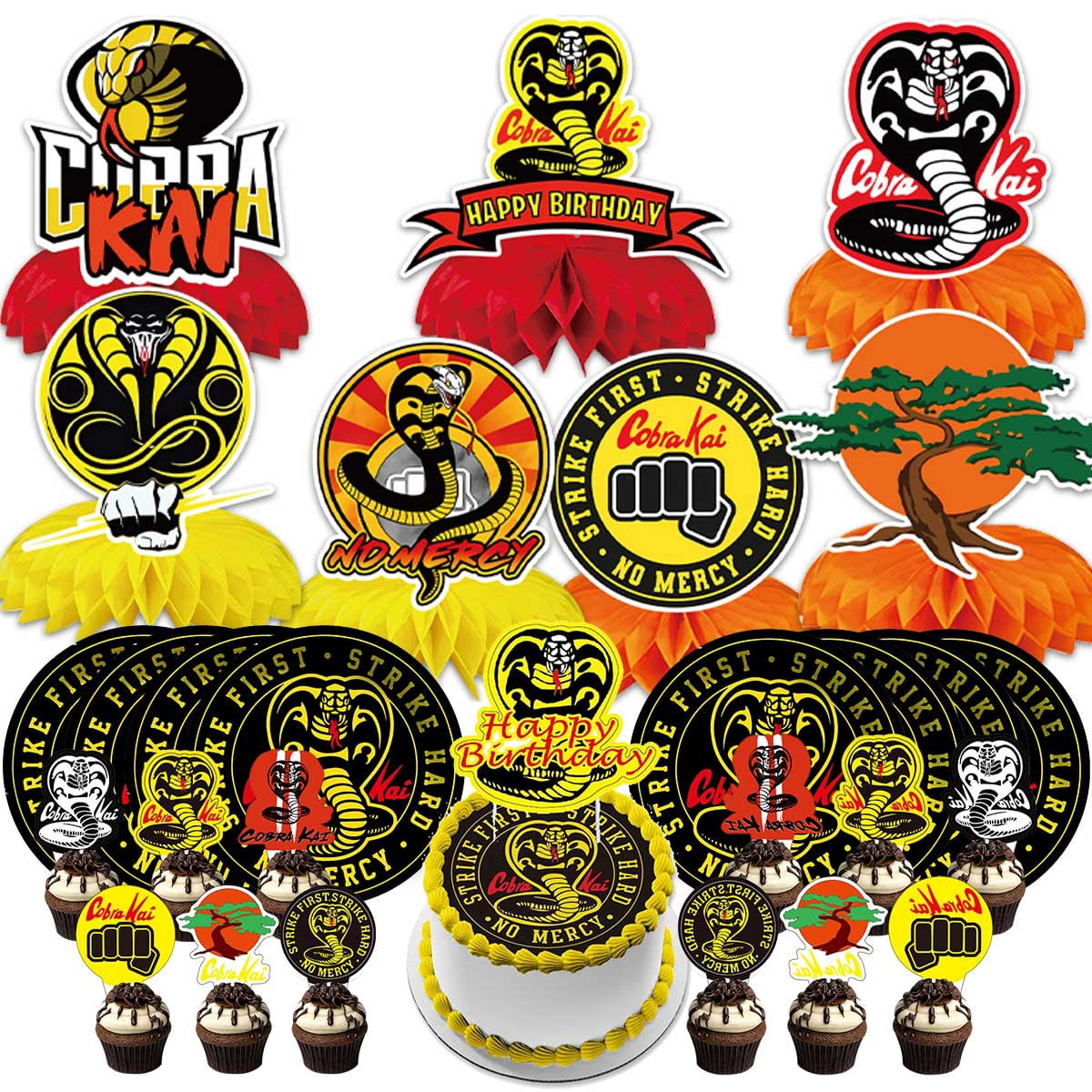 Cobra Kai Party Supplies Decor Plates Fans Decorations Honeycomb ...