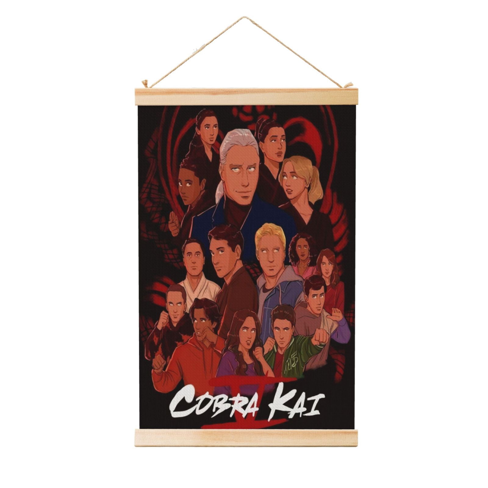 Cobra Kai Poster Aesthetic Canvas Wooden Shaft Wall Art Hanging Hanger ...