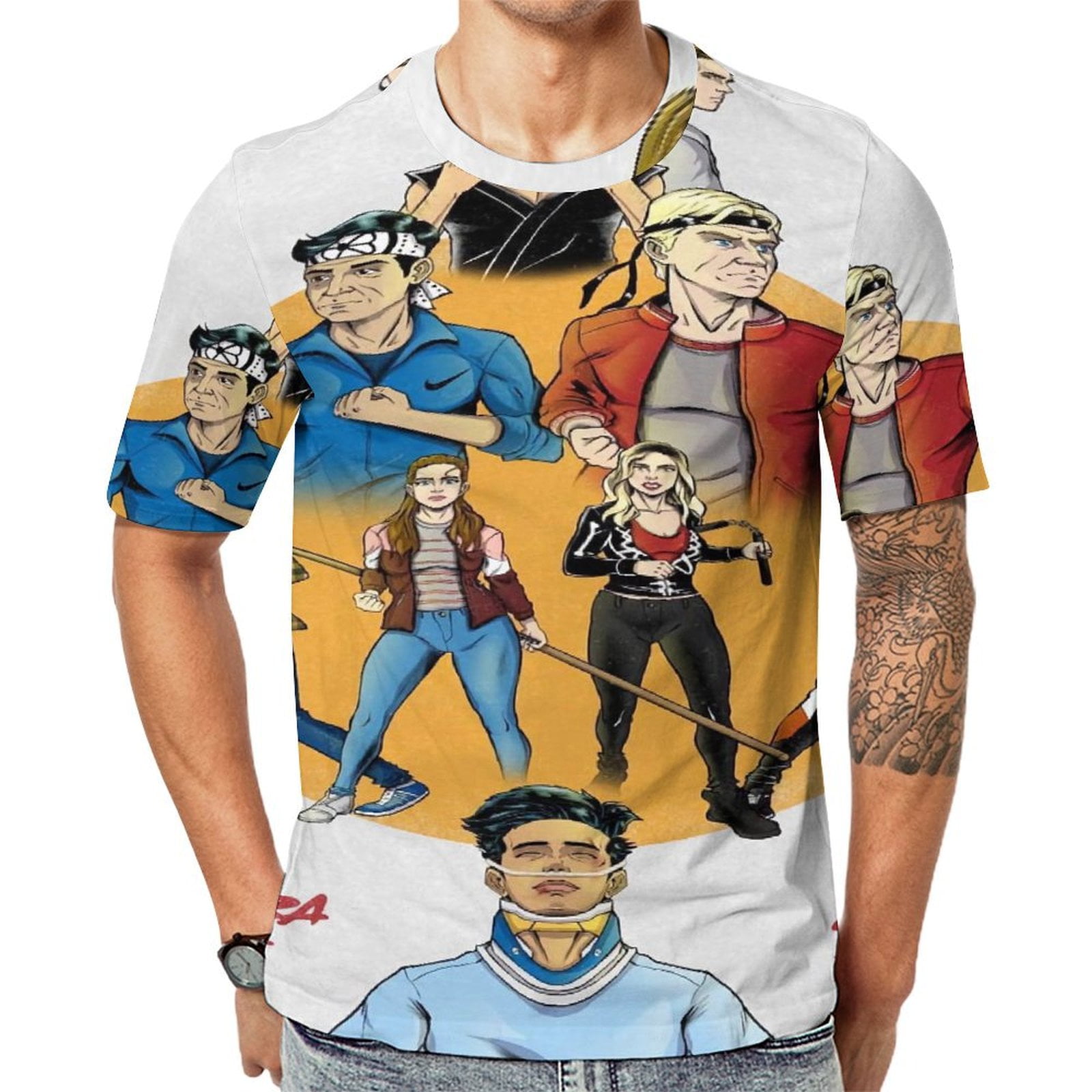 Cobra Kai T-Shirt Full Print Short Sleeve Crew Neck Casual Novelty Graphic Tee Shirt Tops for ...