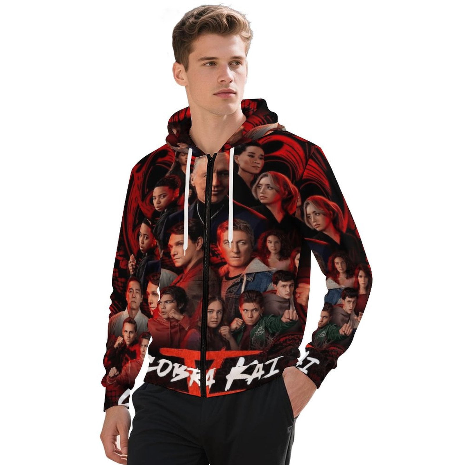 Cobra Kai Zip Up Hoodie 3D Print Pullover Hooded Long Sleeve ...