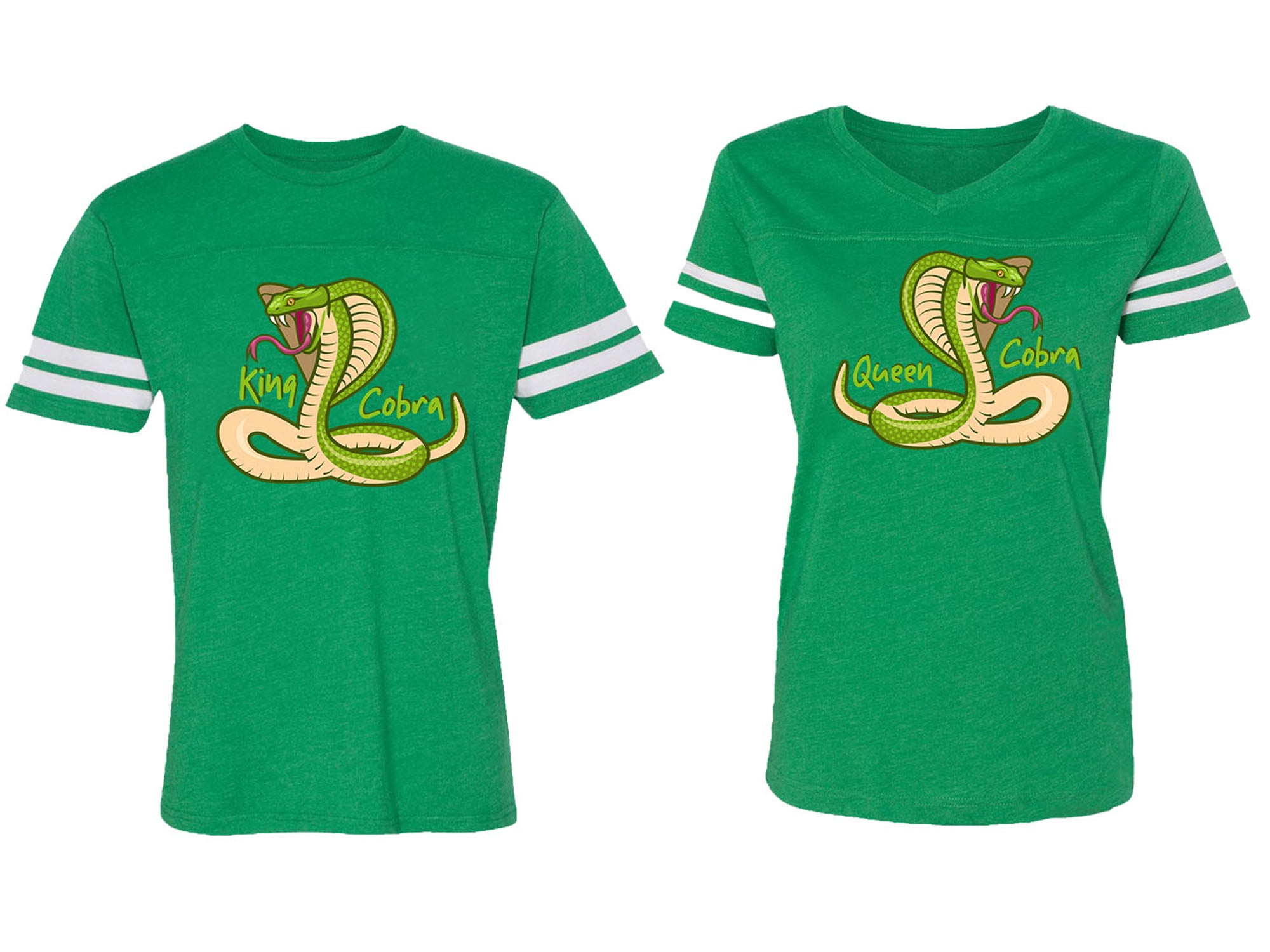 Cobra King Queen Matching Couple Cotton Jerseys (Men Green / Women ...