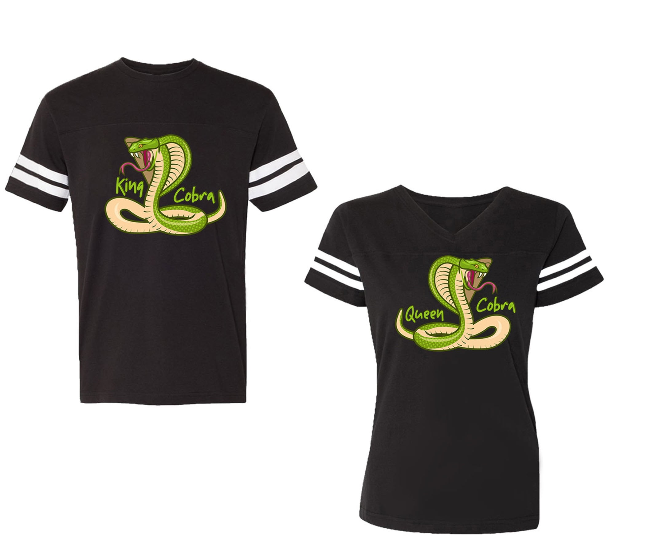 Cobra King Queen Unisex Couple Matching Cotton Jersey style T-Shirt ...