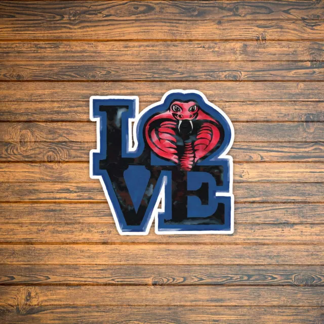 Cobra Love Sticker - Vibrant Red Snake Shaped As Heart On Blue ...
