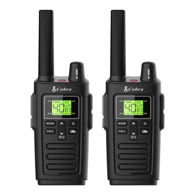 Cobra RX385 Two-Way Radios Pair, Rugged Water Resistant Walkie Talkies ...