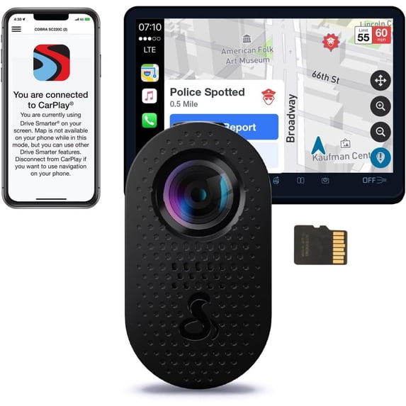 Cobra, Dash Cam, SC 120, QHD 1440P with GPS Wi-Fi Night Vision ...