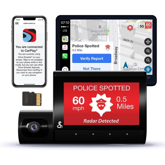 Cobra SC 220C Smart Dual View Front & Cabin Dash Cam - QHD 1440P, 360 ...