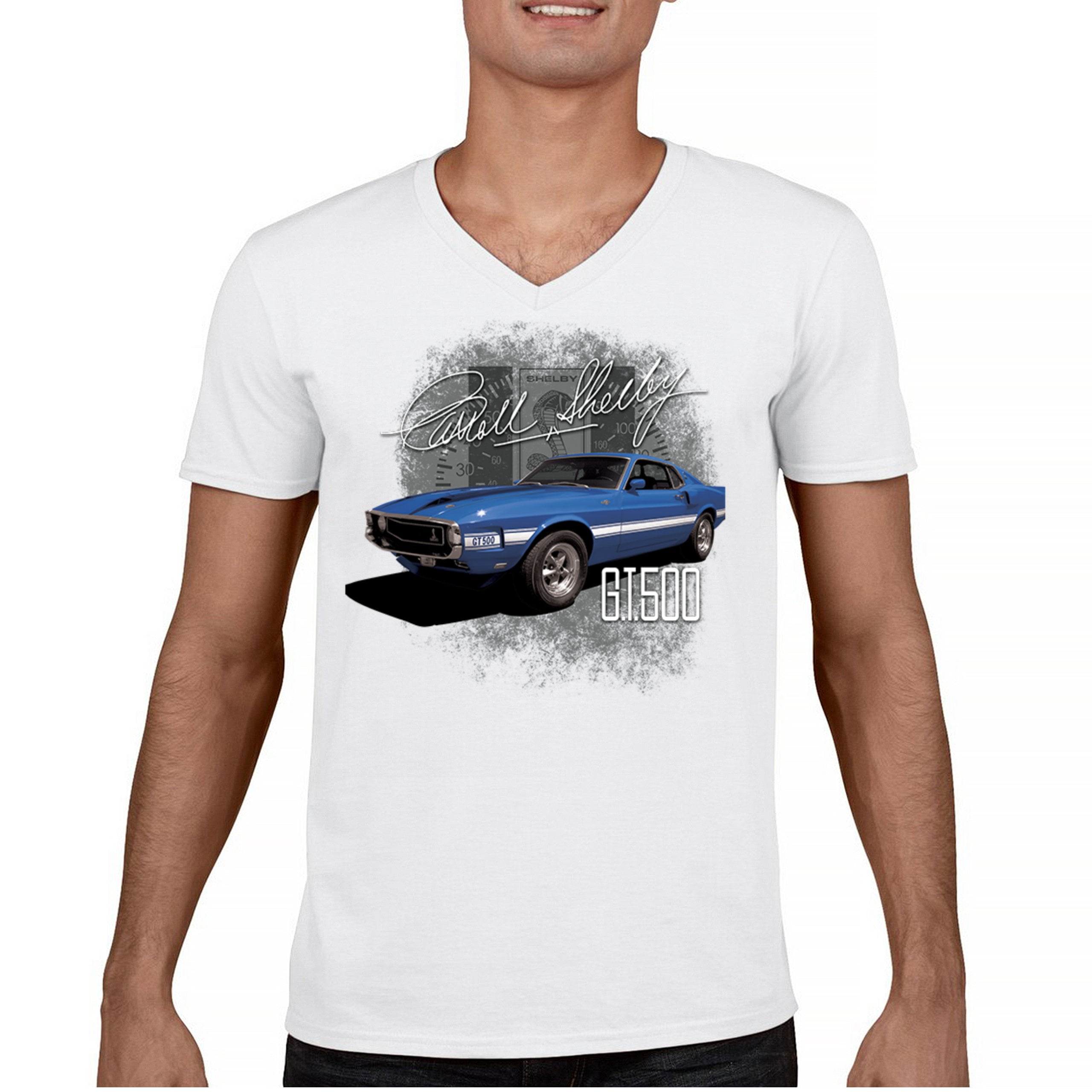 Cobra Shelby Vintage Blue GT500 V-Neck T-shirt American Racing Mustang ...