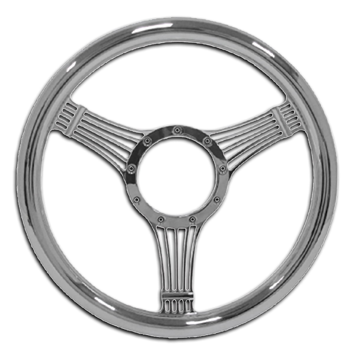 Cobra-Tek 14" Chrome Full Billet Aluminum Steering Wheel 9 Hole 3 Spoke ...