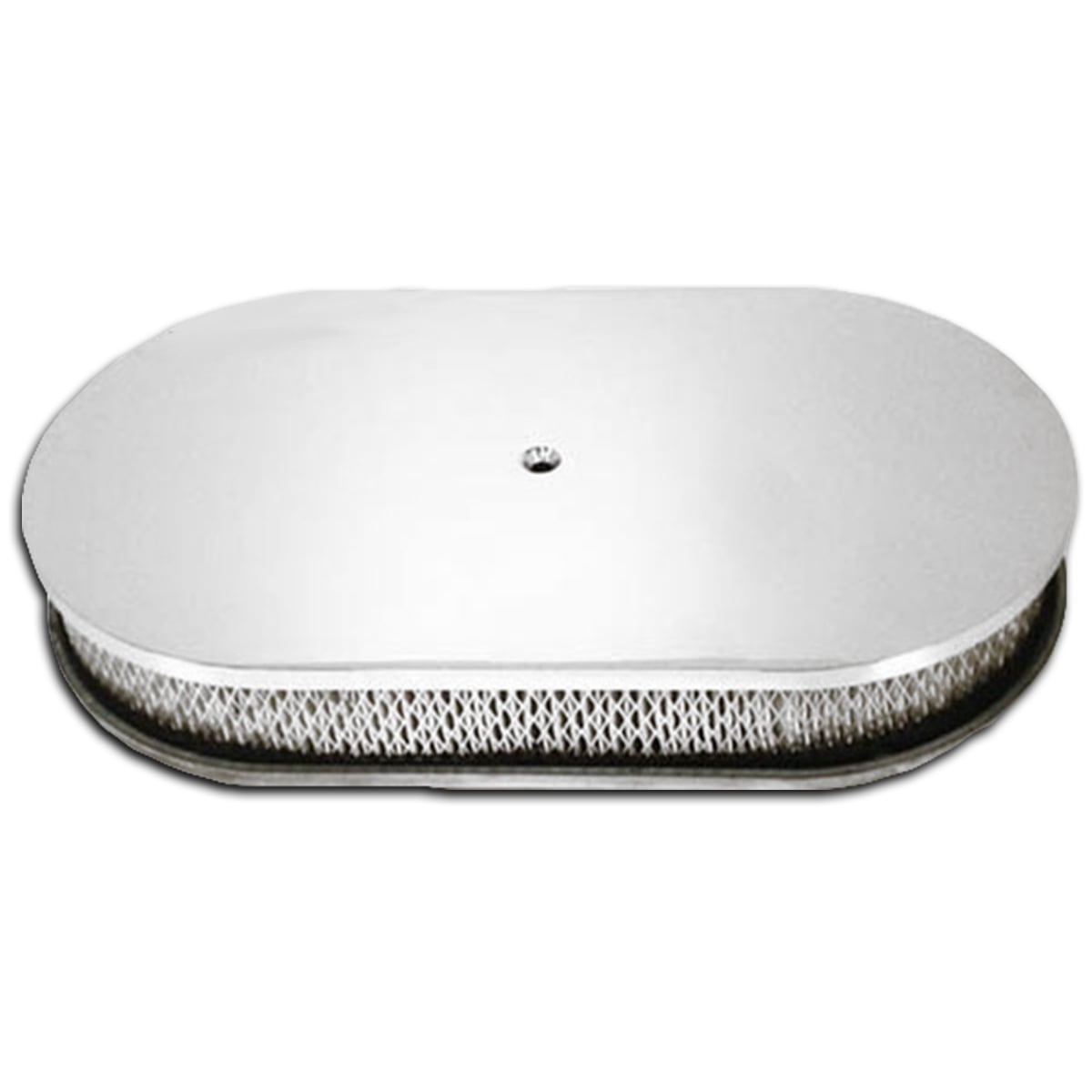 Cobra-Tek 15" Oval Chrome Finish Aluminum Air Cleaner Smooth Fits 5 1/8 ...