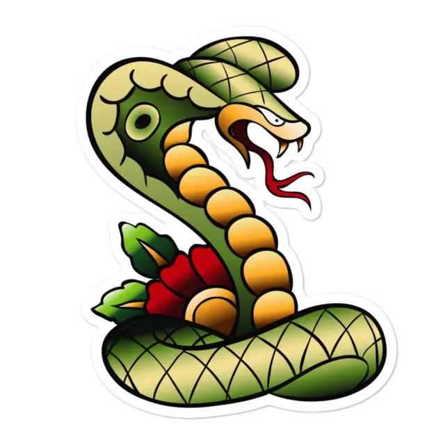Cobra Traditional Tattoo Sticker Americana Phone Decal Water Bottle ...