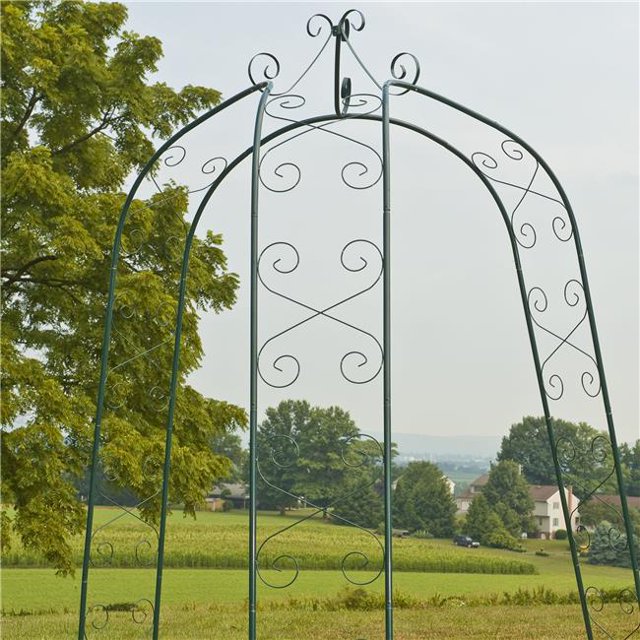 CobraCo 3-Sided 106" Gothic Steel Trellis Arbor - Green - Walmart ...