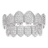 LNGOOR 18K Gold Plated Grillz, Iced Out Hip Hop Poker Diamond Grills ...