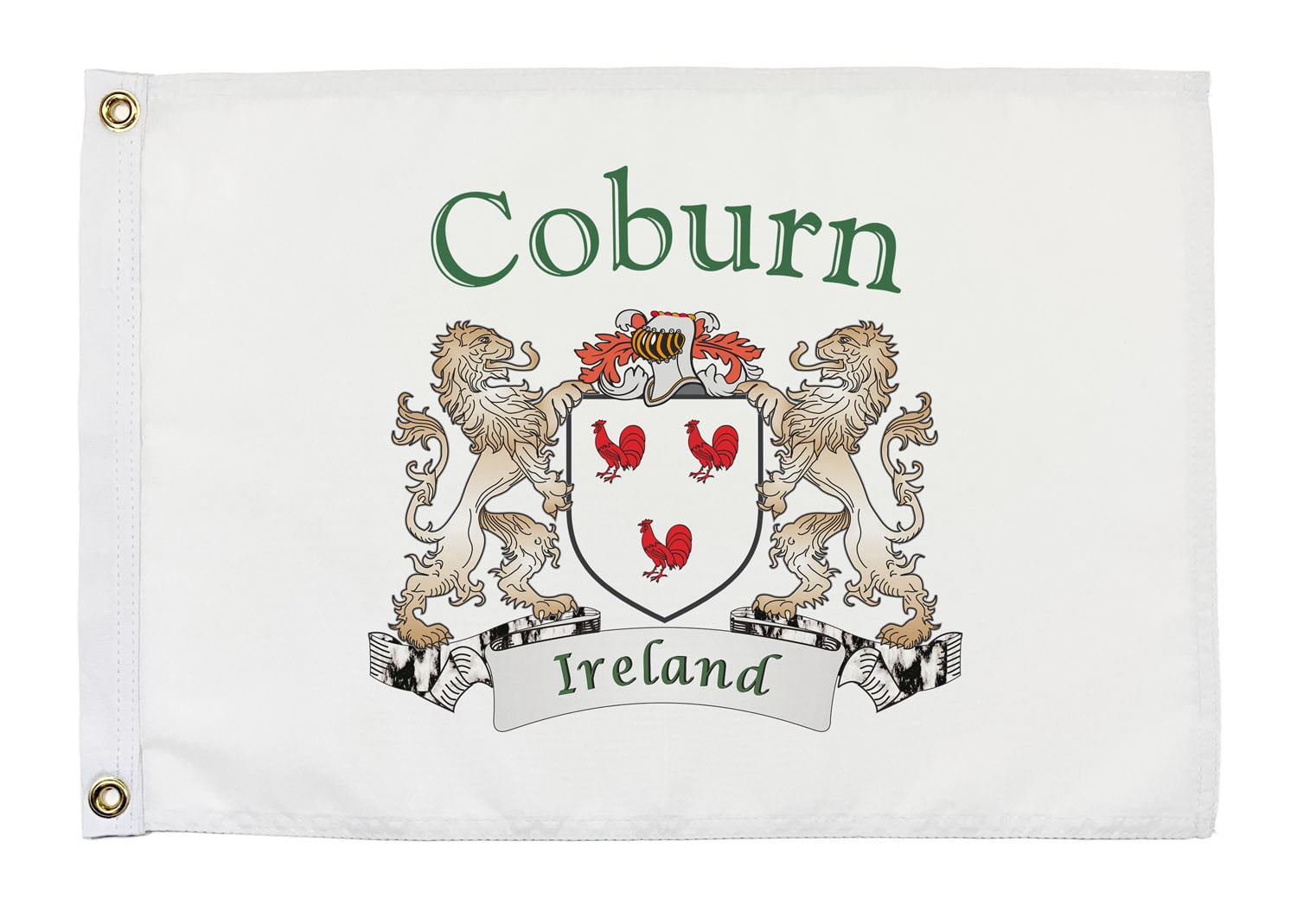 Coburn Irish Coat of Arms Small White Flag - 16"x10.5" inches - Walmart.com
