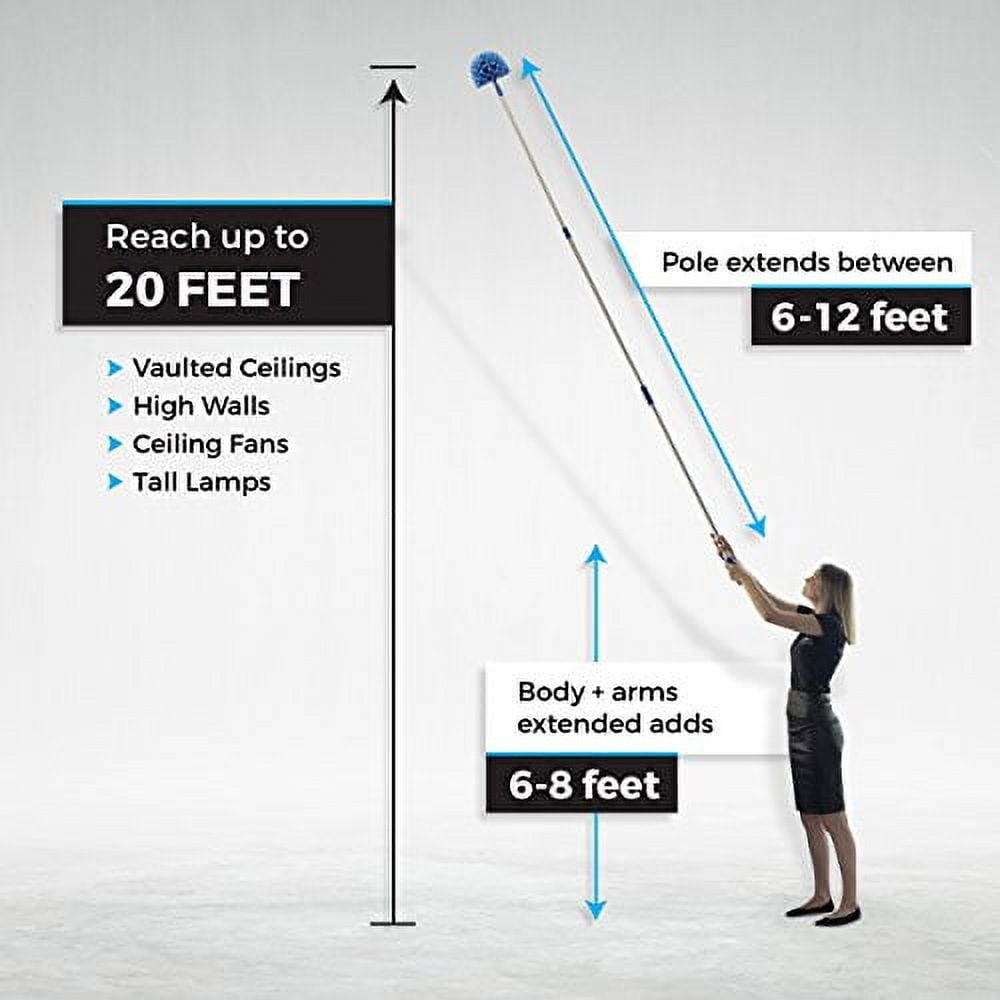 Cobweb Duster, Extendable Reach 20 feet, Ceiling Fan Duster | 3-Stage ...