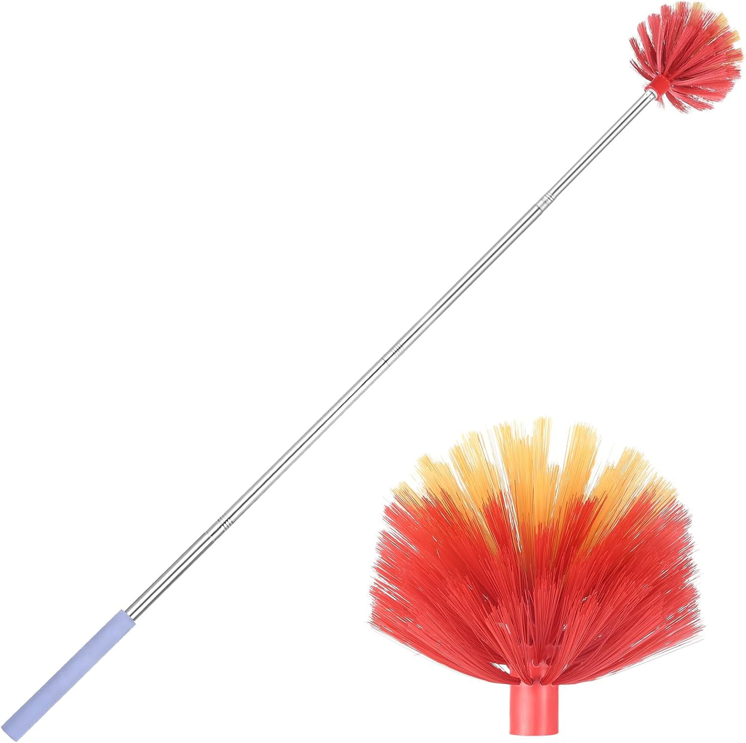 Cobweb Duster with Extension Pole, 59" Adjustable Stainless Steel Pole ...