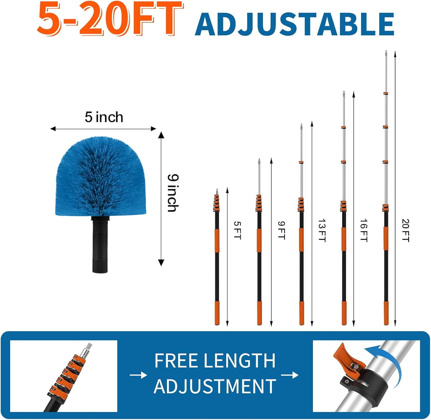 Cobweb Duster with Extension Pole, Dense Soft Bristles & Efficient Dust ...