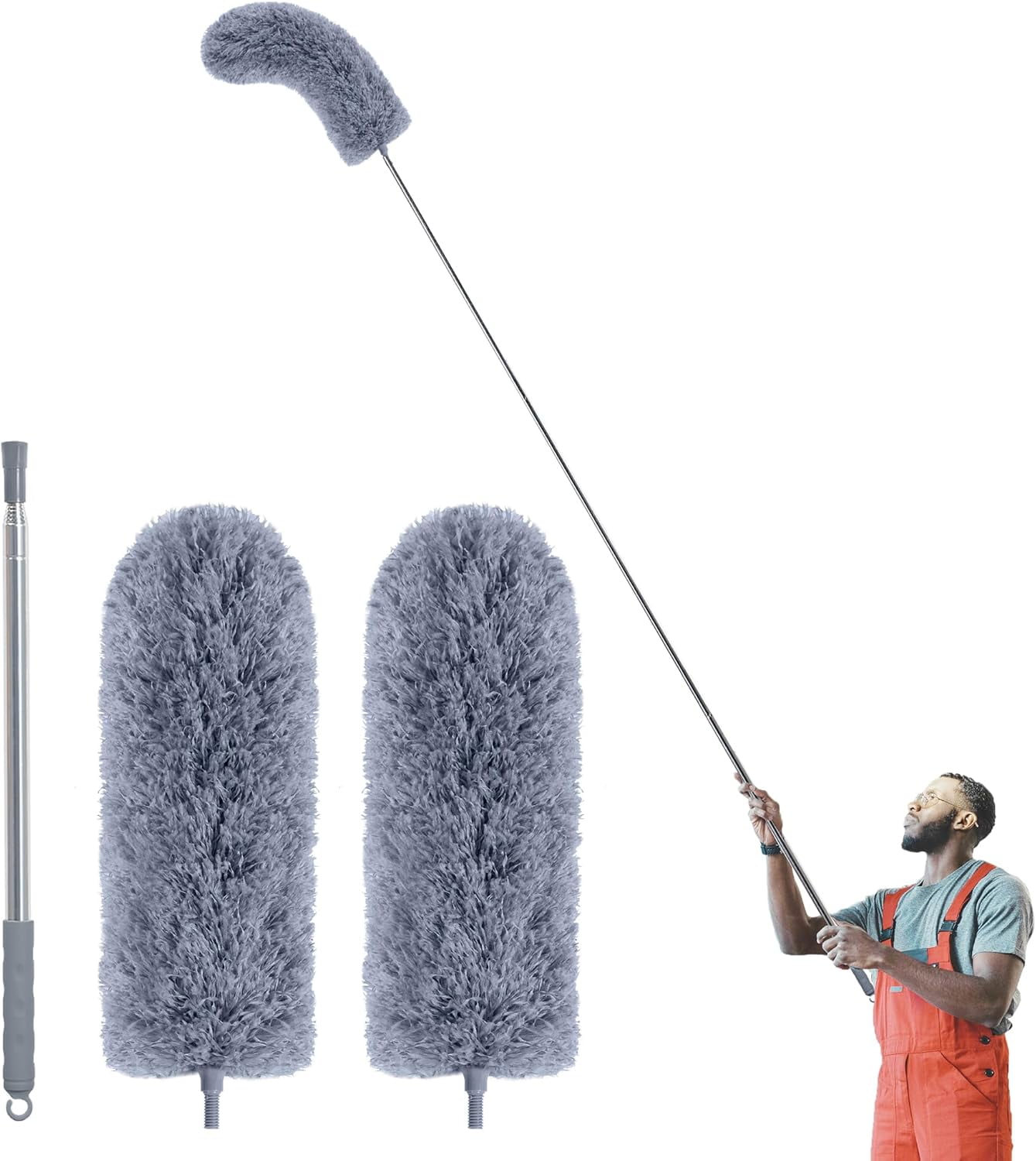 Cobweb Duster with Extension Pole, Spider Web Brush & Ceiling Cleaning ...