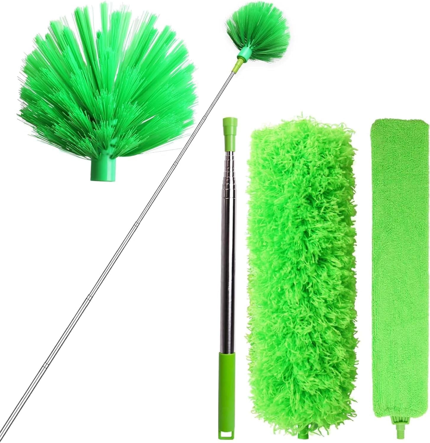Cobweb Duster with Extension Pole, Ceiling Fan Duster with Long Handle, Spider Web Brush Flat ...