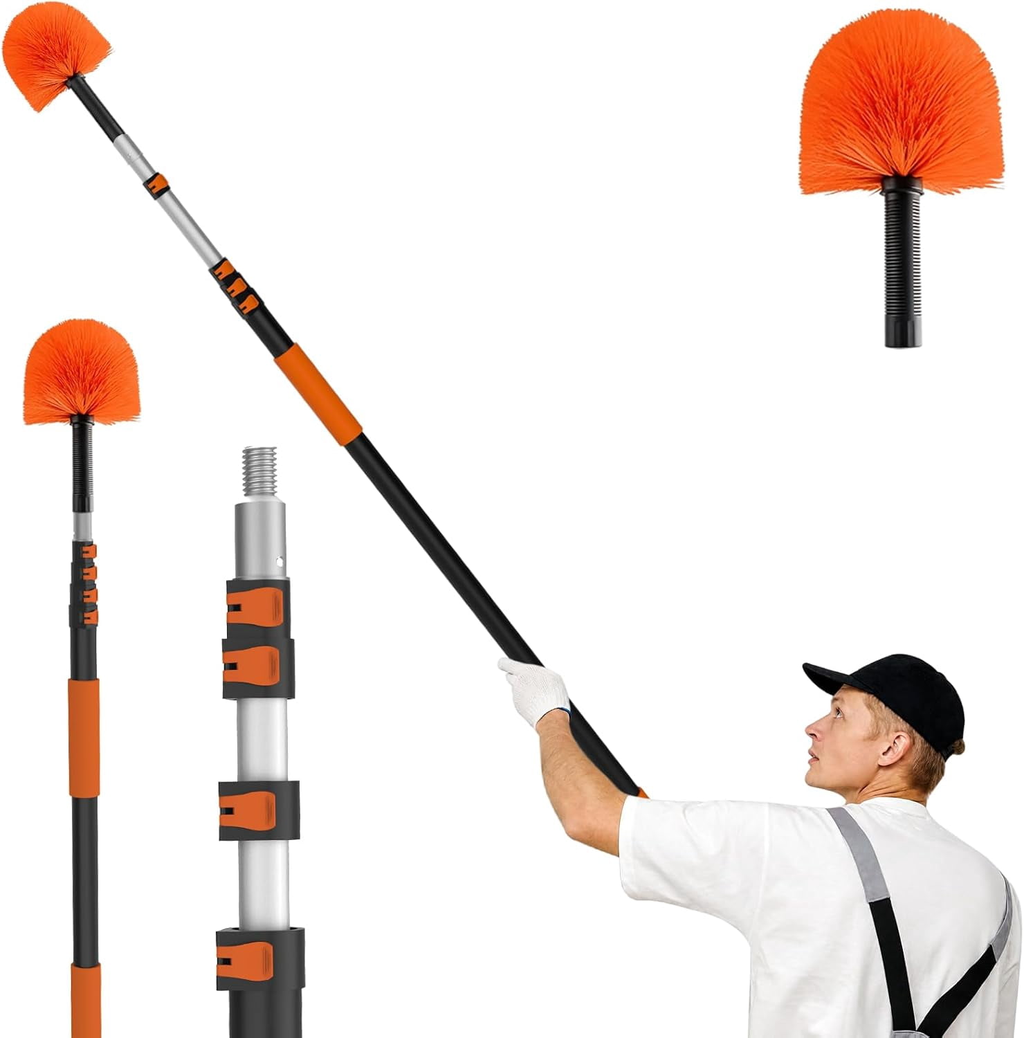 Cobweb Duster with Extension Pole, Spider Web Brush for Cleaning ...
