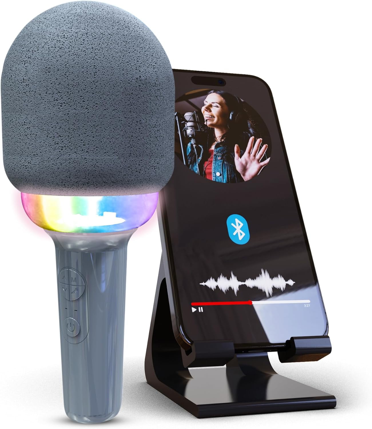 Coby LED Karaoke Microphone, Wireless Mic with 5 Light Modes and 4 ...
