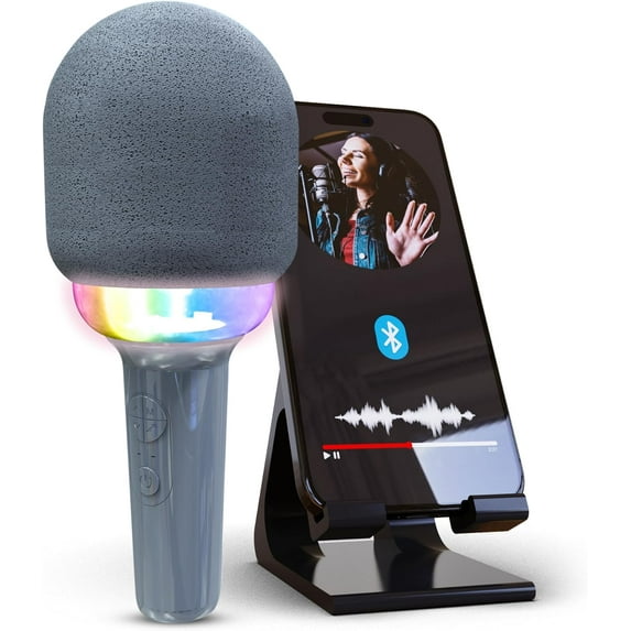 Coby LED Karaoke Microphone, Wireless Mic with 5 Light Modes and 4 ...