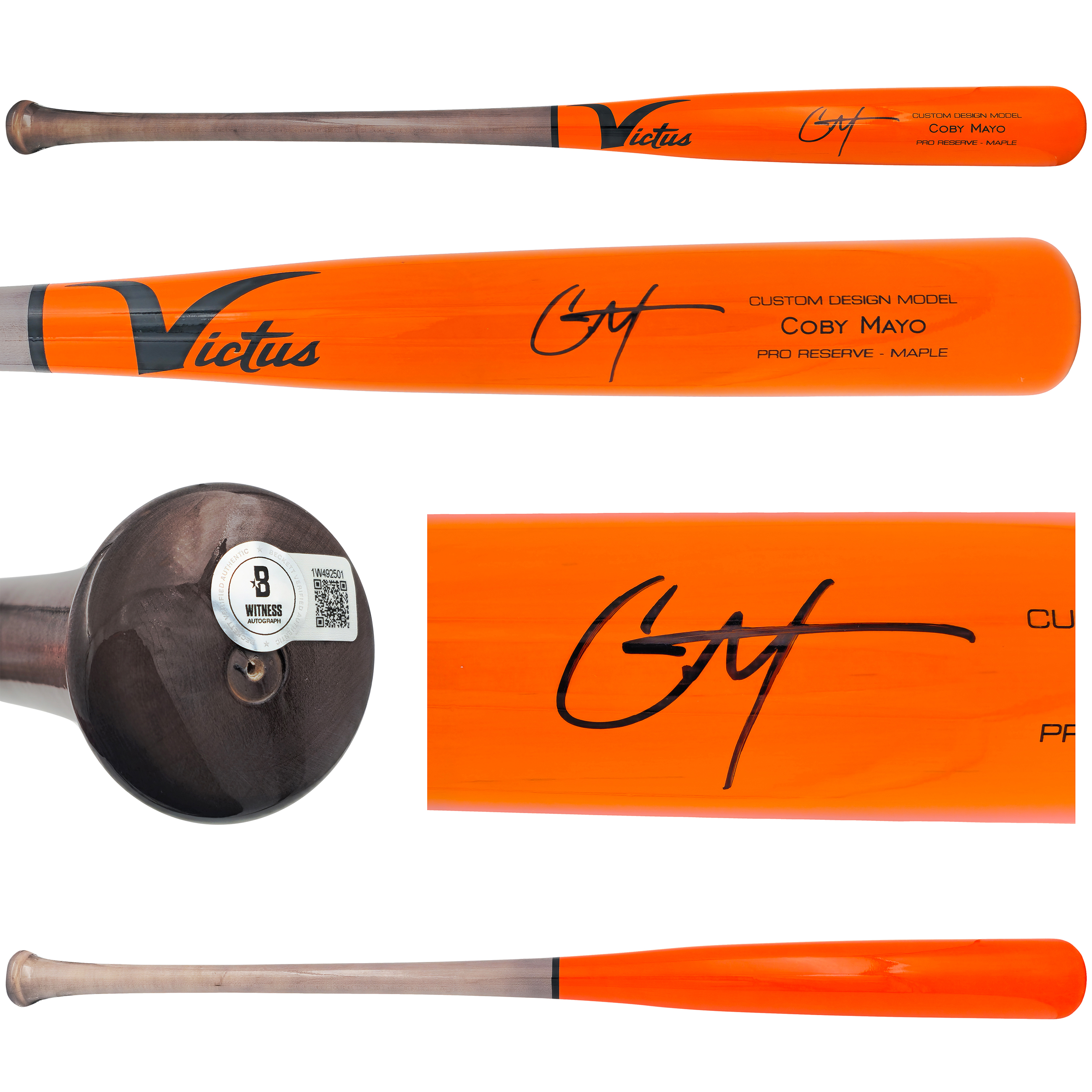 Coby Mayo Autographed Orange Victus Player Model Baseball Bat Baltimore ...
