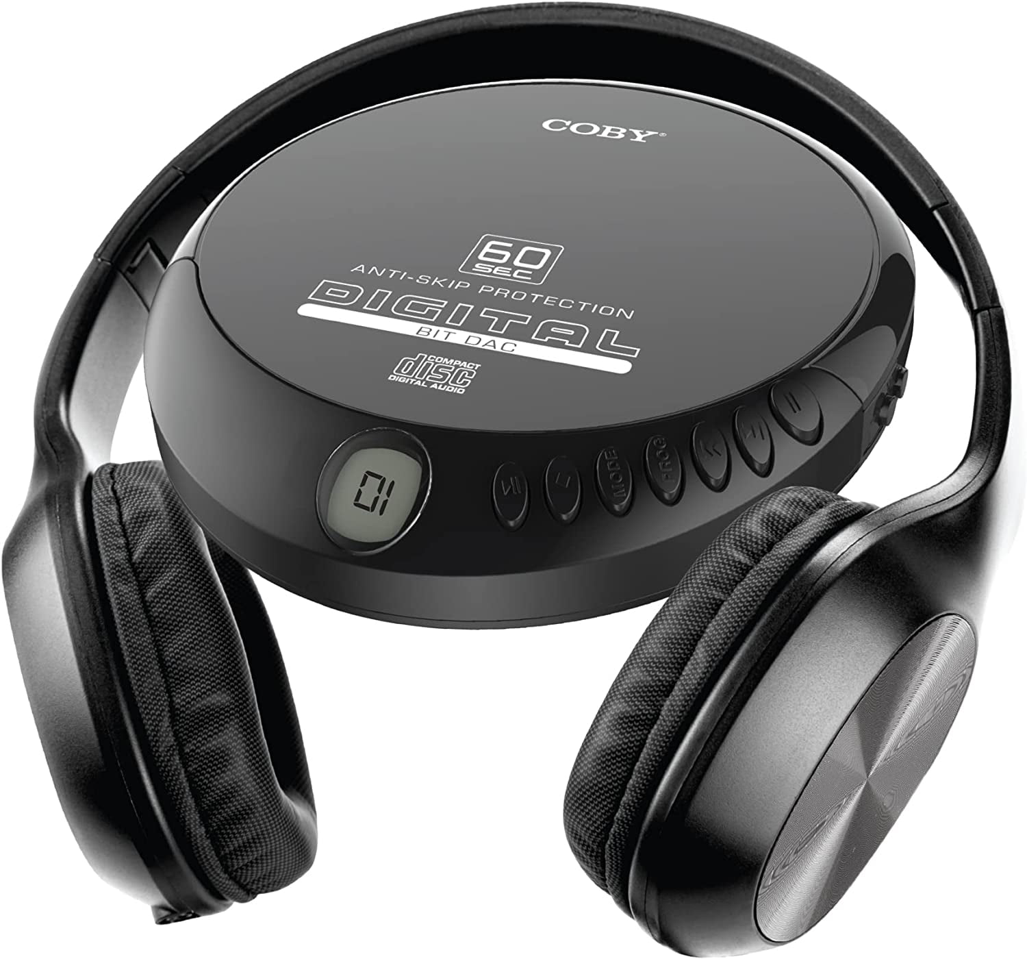 Coby Portable CD Player, 60-Sec Anti-Skip, Foldable Headset, Black ...