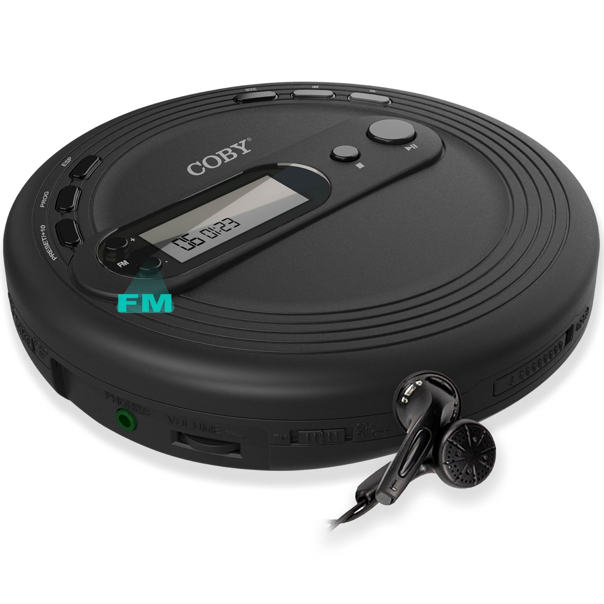 Coby Portable CD Player with Anti-Skip, FM Radio, Earbuds, Lightweight ...