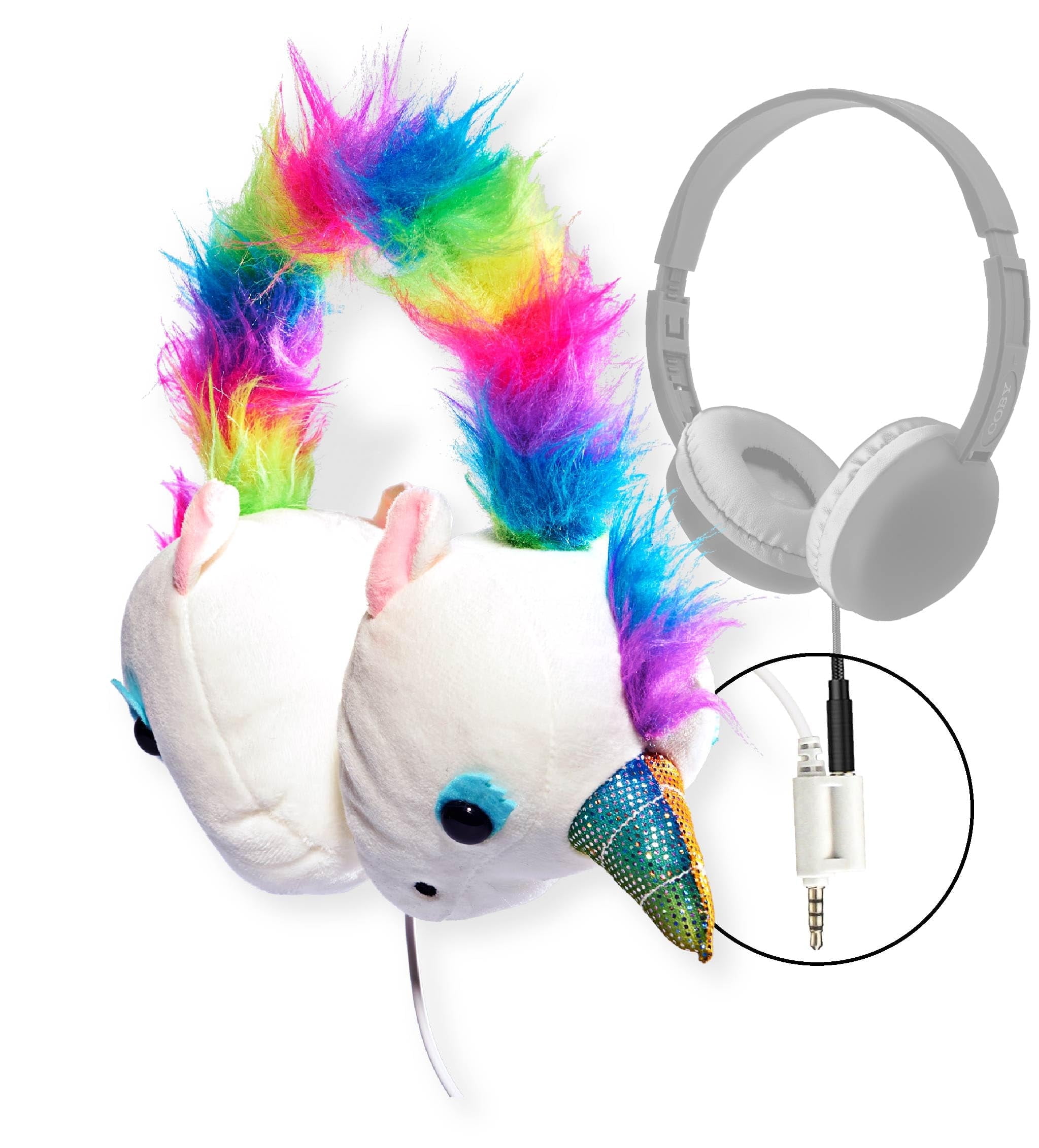 Coby Wired Plush Kids Headphones, 3.5mm Jack with Built-In Splitter ...