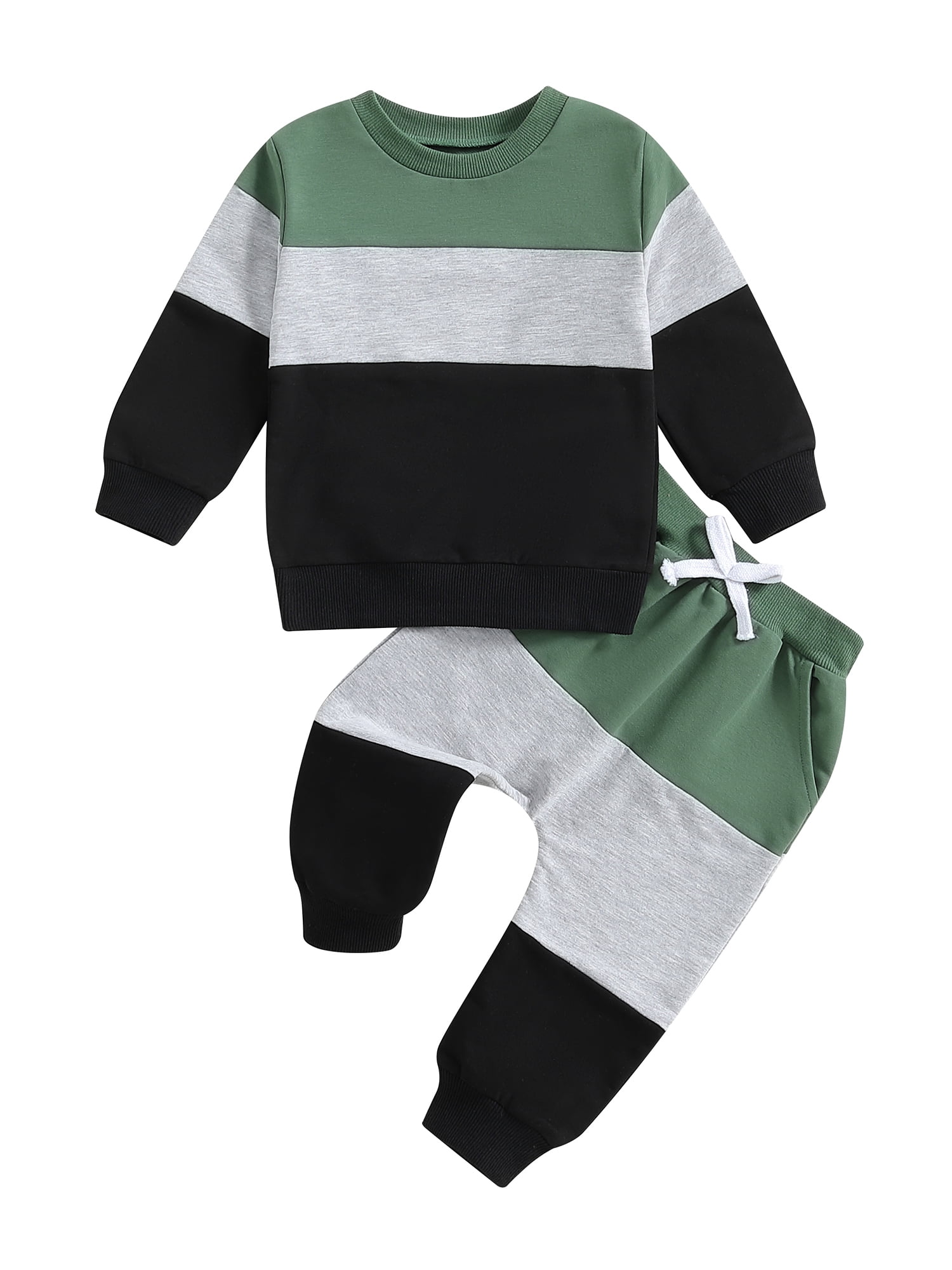 CocMouse Baby Boy 2Pcs Fall Outfits Contrast Color Sweatshirt + Pants Set - Walmart.com