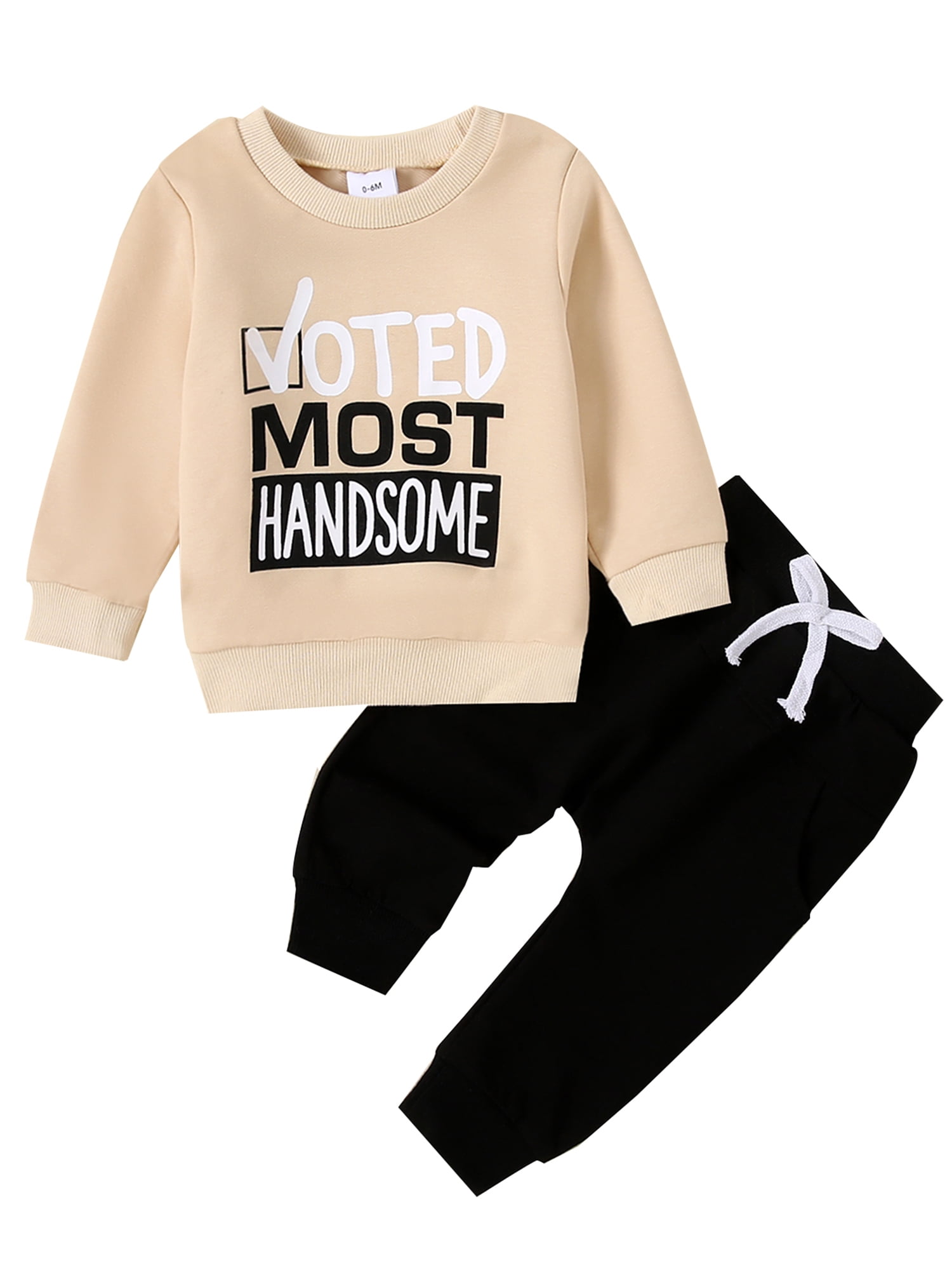 CocMouse Baby Boy Fall Outfit, Letter Print Sweatshirt Elastic Waist Pants - Walmart.com